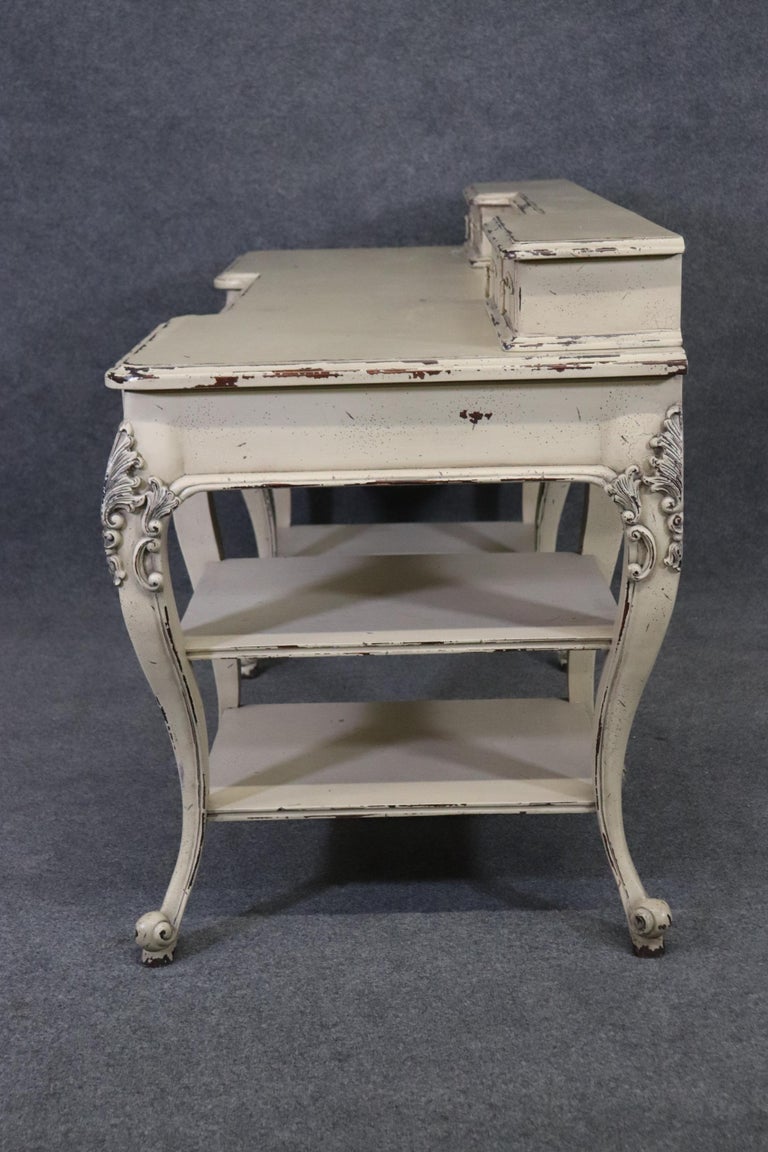 French Louis XV Style Distressed Painted Desk Writing Table For Sale at ...