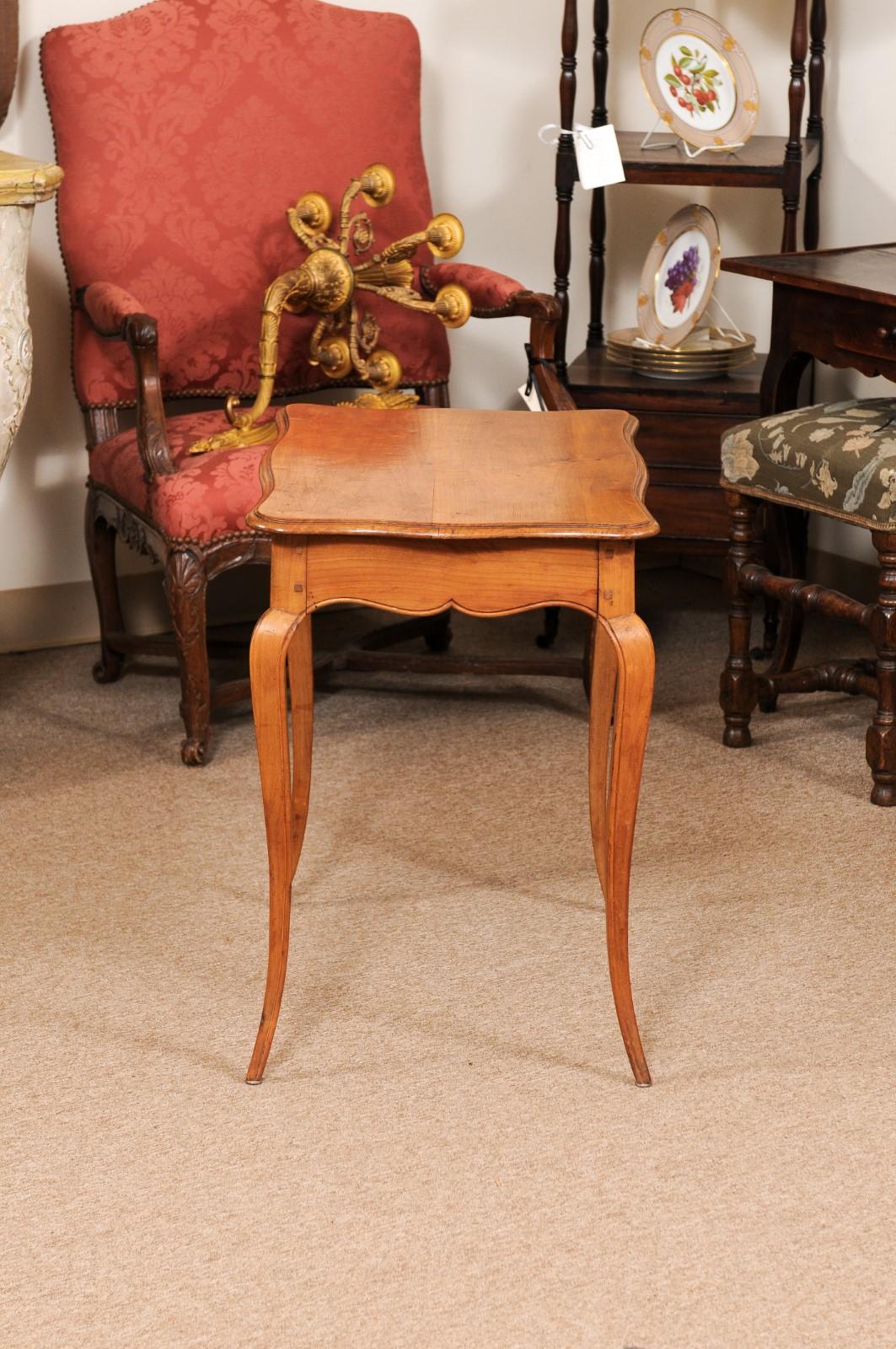 French Louis XV Style Fruitwood Side Table with Drawer, Mid-20th ...