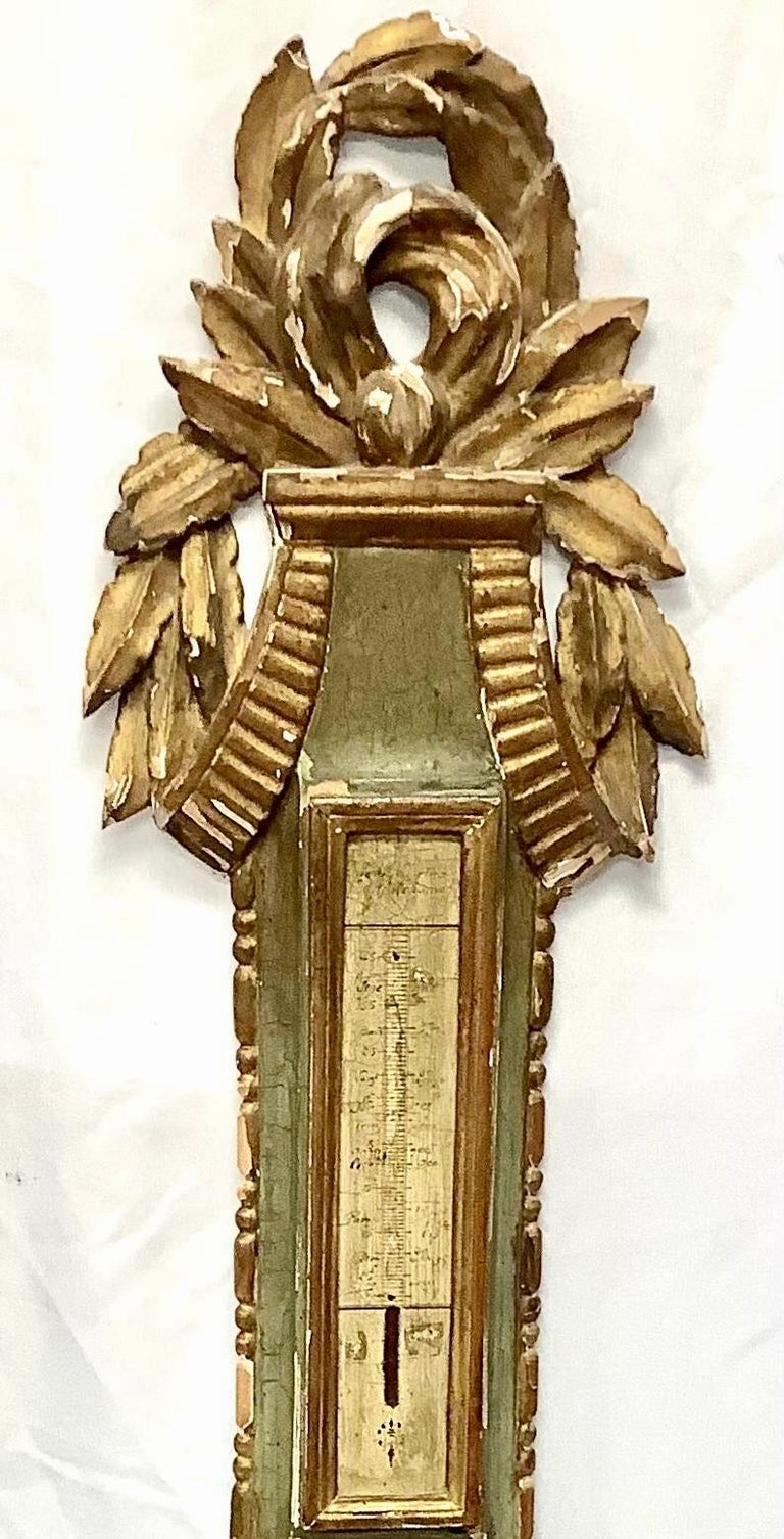 French Louis XV Style Gilded and Painted Wood Wall Barometer For Sale ...