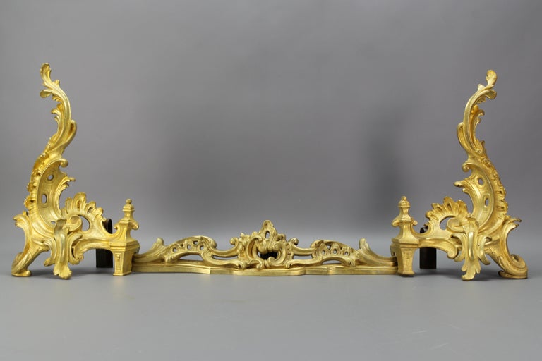 French Louis XV Style Gilt Bronze Fireplace Fender, Late 19th Century ...