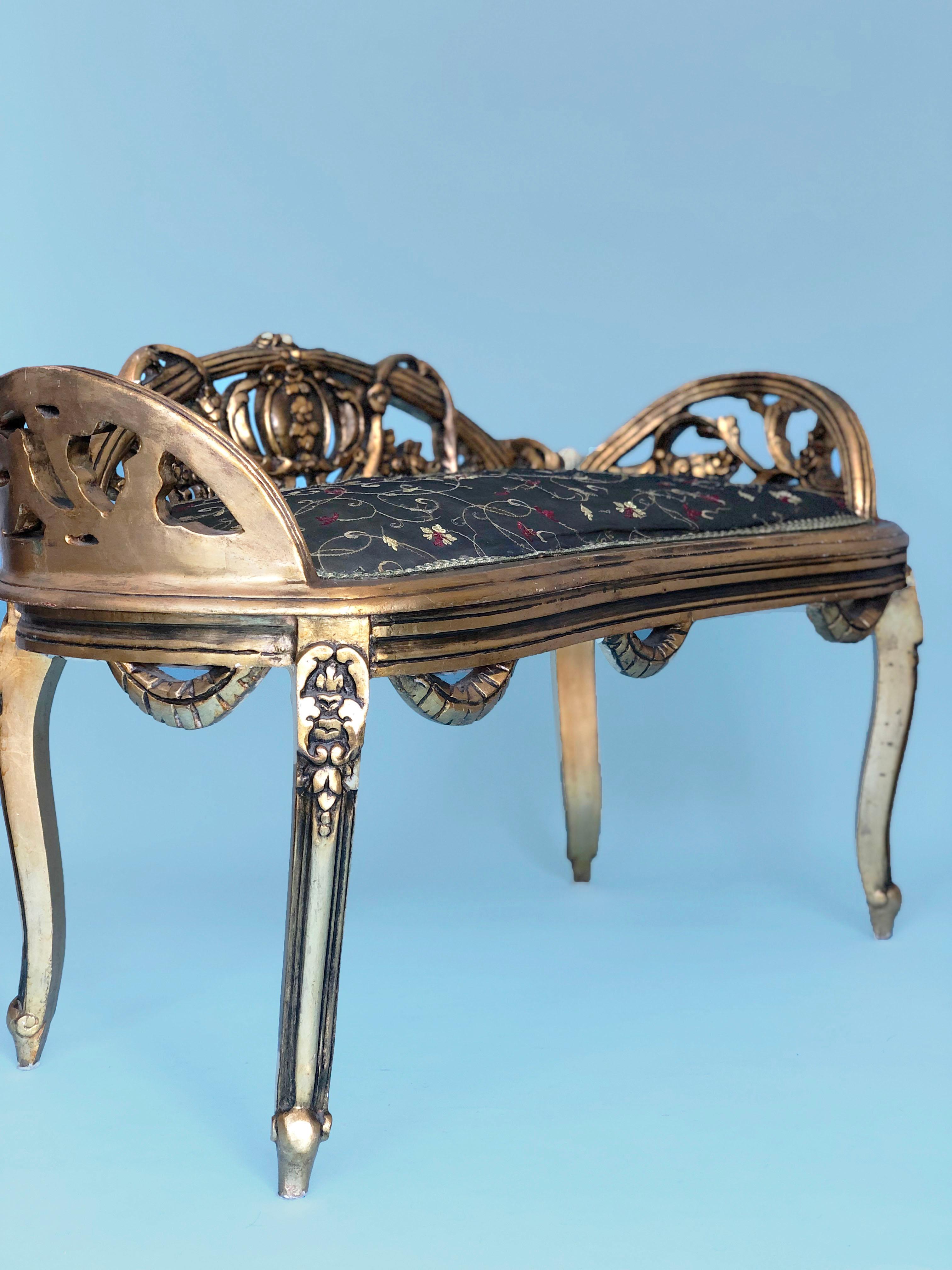 French Louis XV Style GiltWood Carved Bench at 1stDibs