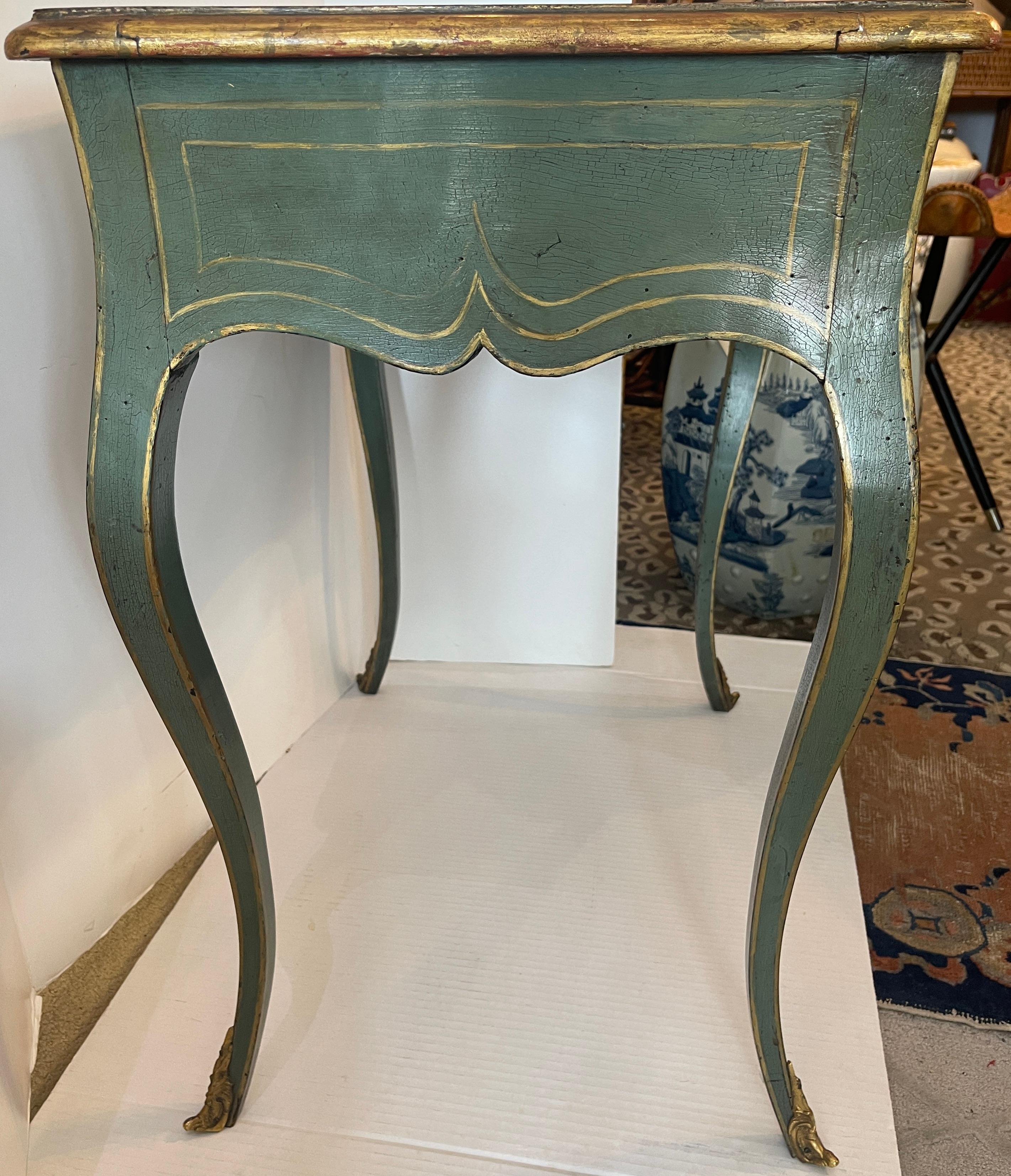 French Louis XV Style Green Painted and Gold, Lacquered Japanned Top ...