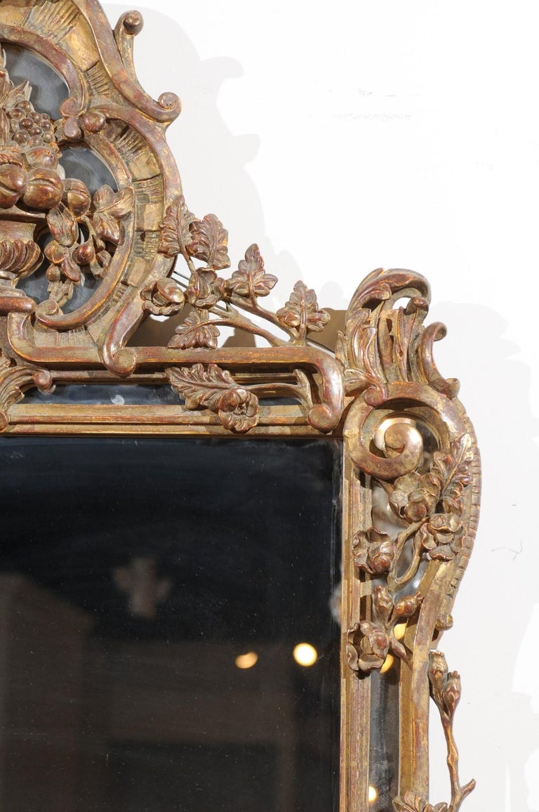 French Louis XV Style Late 18th Century Carved Giltwood Mirror with ...