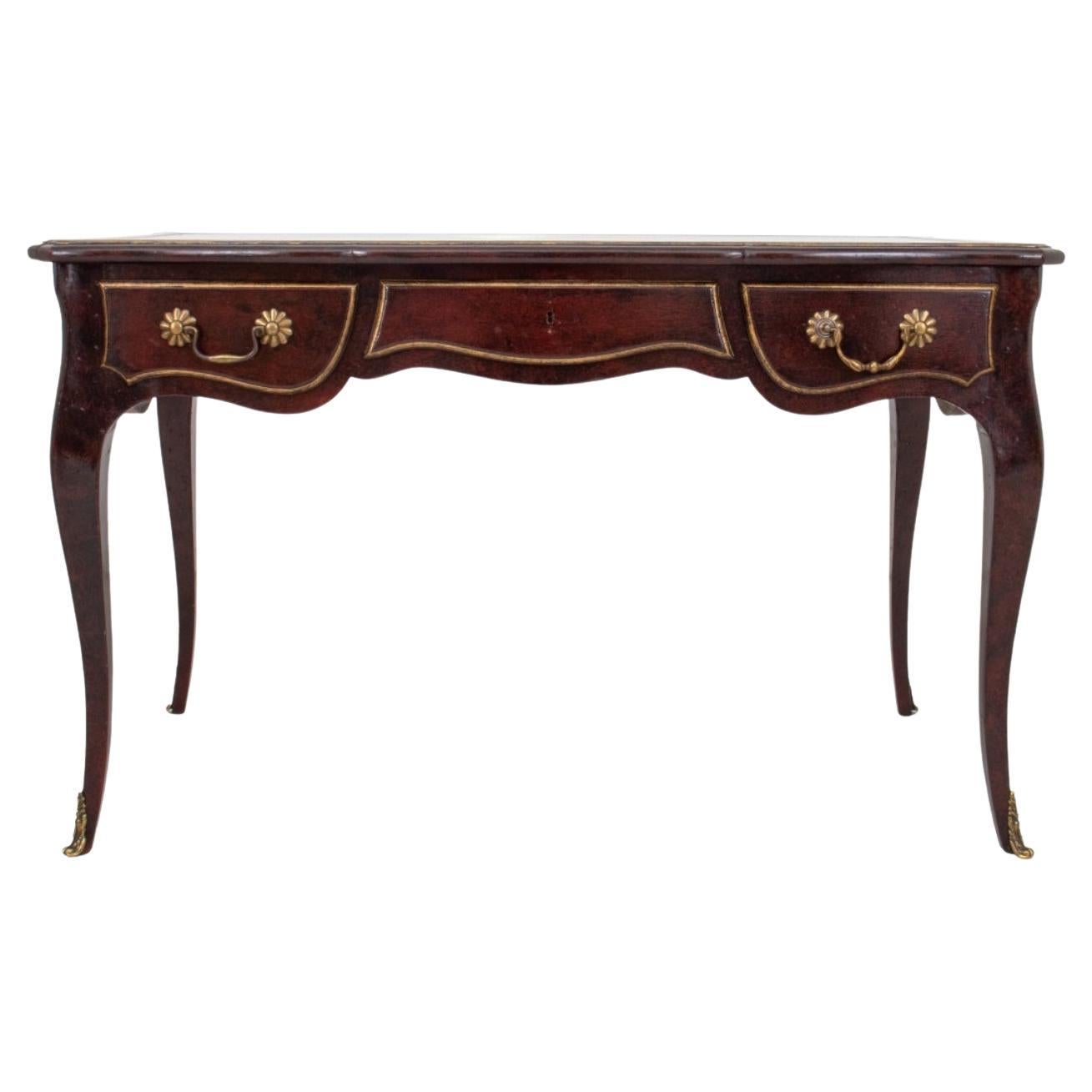 French Louis XV Style Leather Top Writing Desk For Sale at 1stDibs