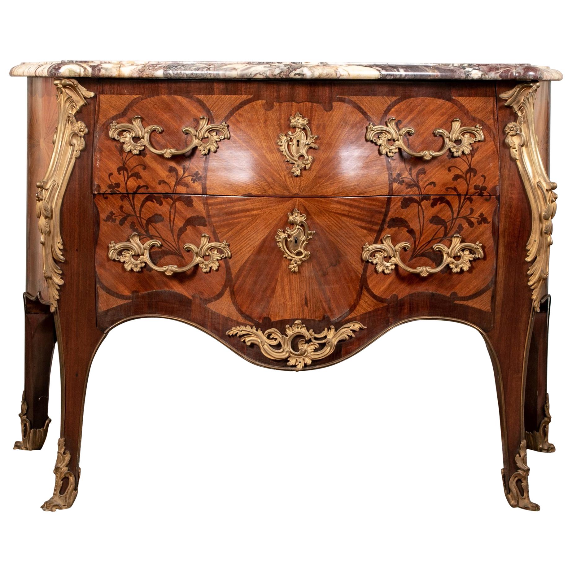 French Louis XV Style Petite Marble Topped Chest or Commode at 1stDibs