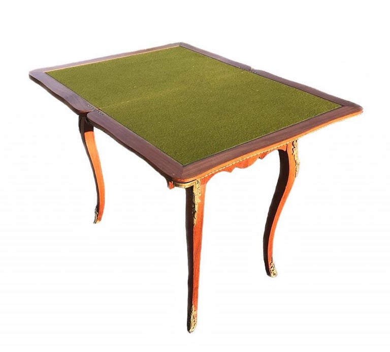 French Louis XV Style Marquetry Inlaid Bronze Swivel Top Card Game ...