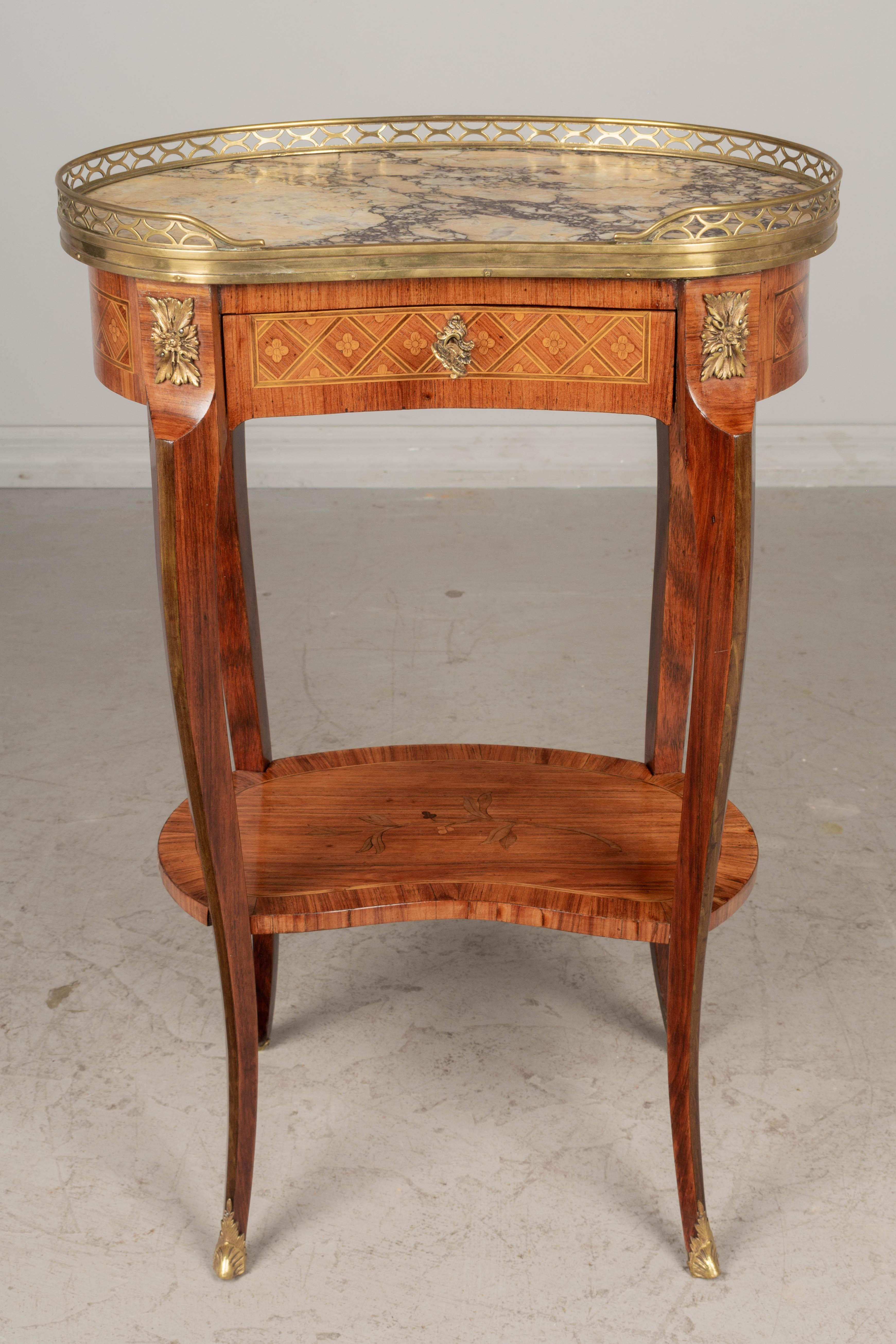 French Louis XV Style Marquetry Side Table For Sale at 1stDibs