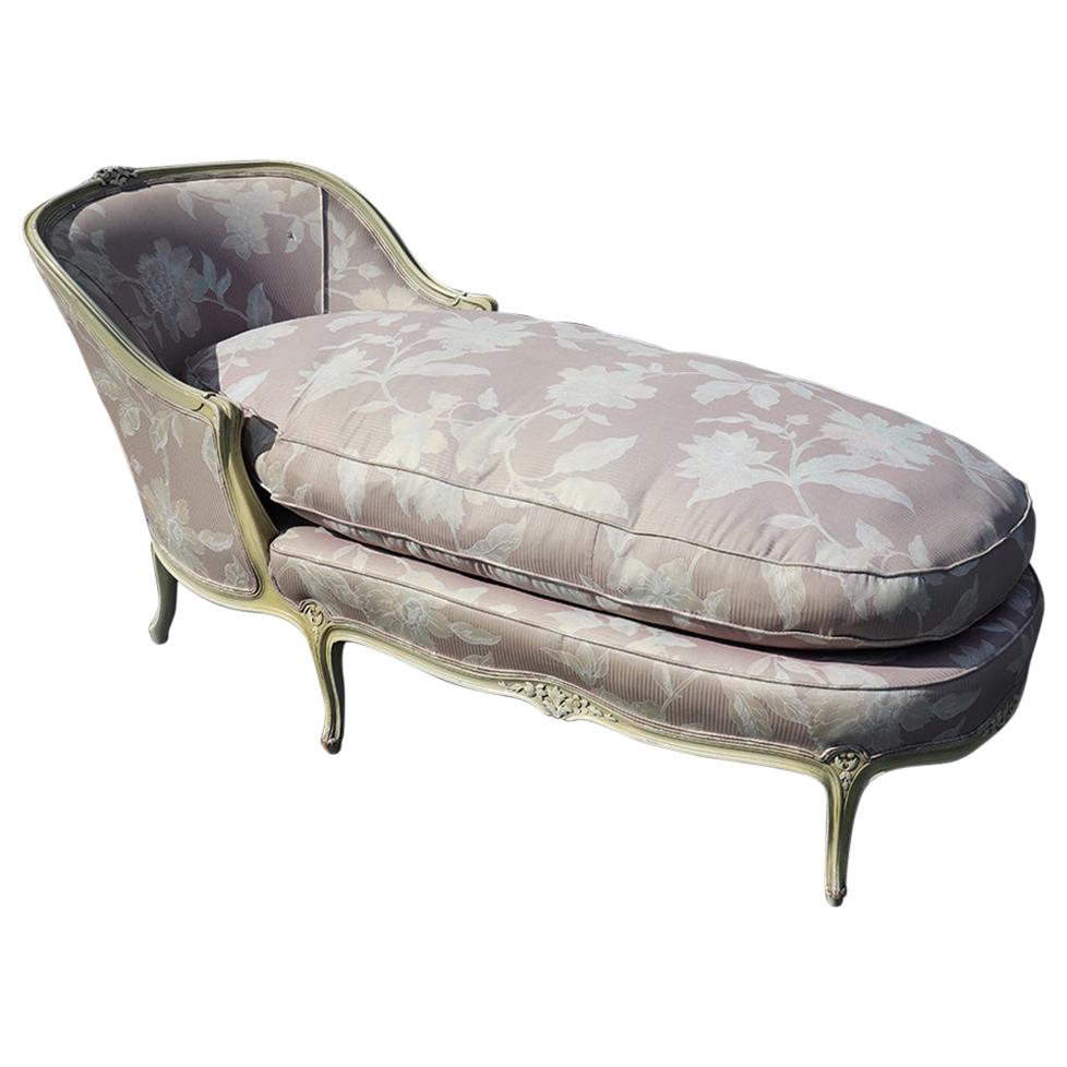 French Louis XV Style Pinated Chaise Lounge For Sale at 1stDibs