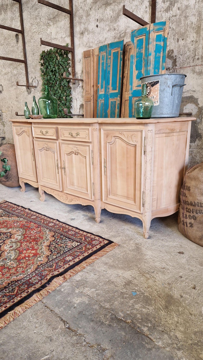 French Louis XV Style Sideboard Buffet Raw Wood Rustic Cupboard For ...