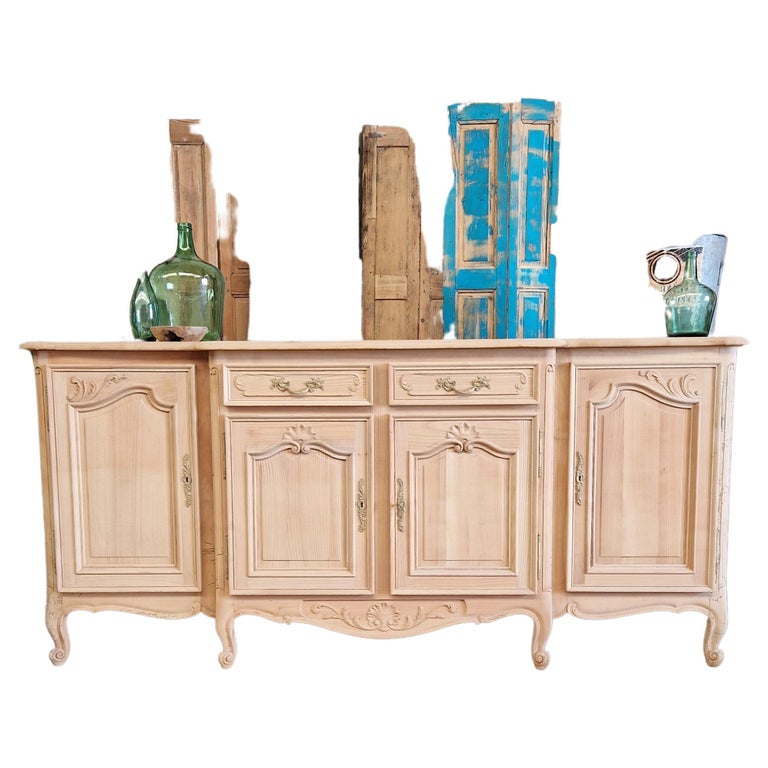 French Louis XV Style Sideboard Buffet Raw Wood Rustic Cupboard For ...