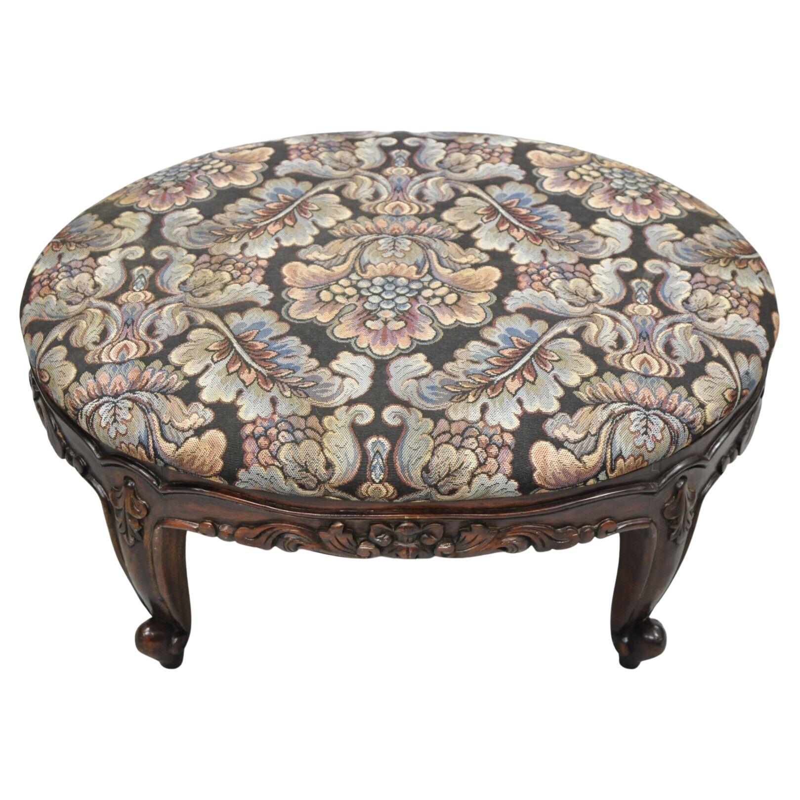 Victorian Gothic Revival Carved Wood Banquette Ottoman For Sale at 1stDibs