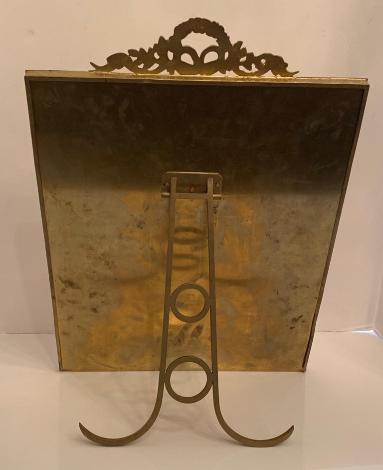 French Louis XVI Bronze Red Guilloche Enameled Picture Frame Wreath ...