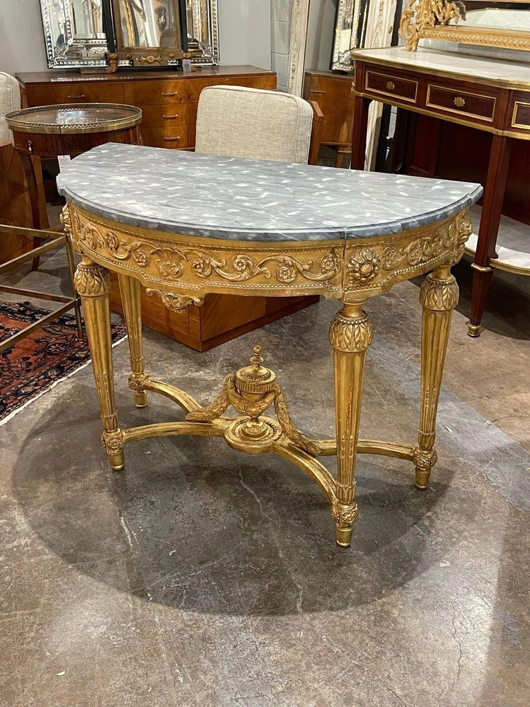 French Louis XVI Demi-Lune Console For Sale at 1stDibs