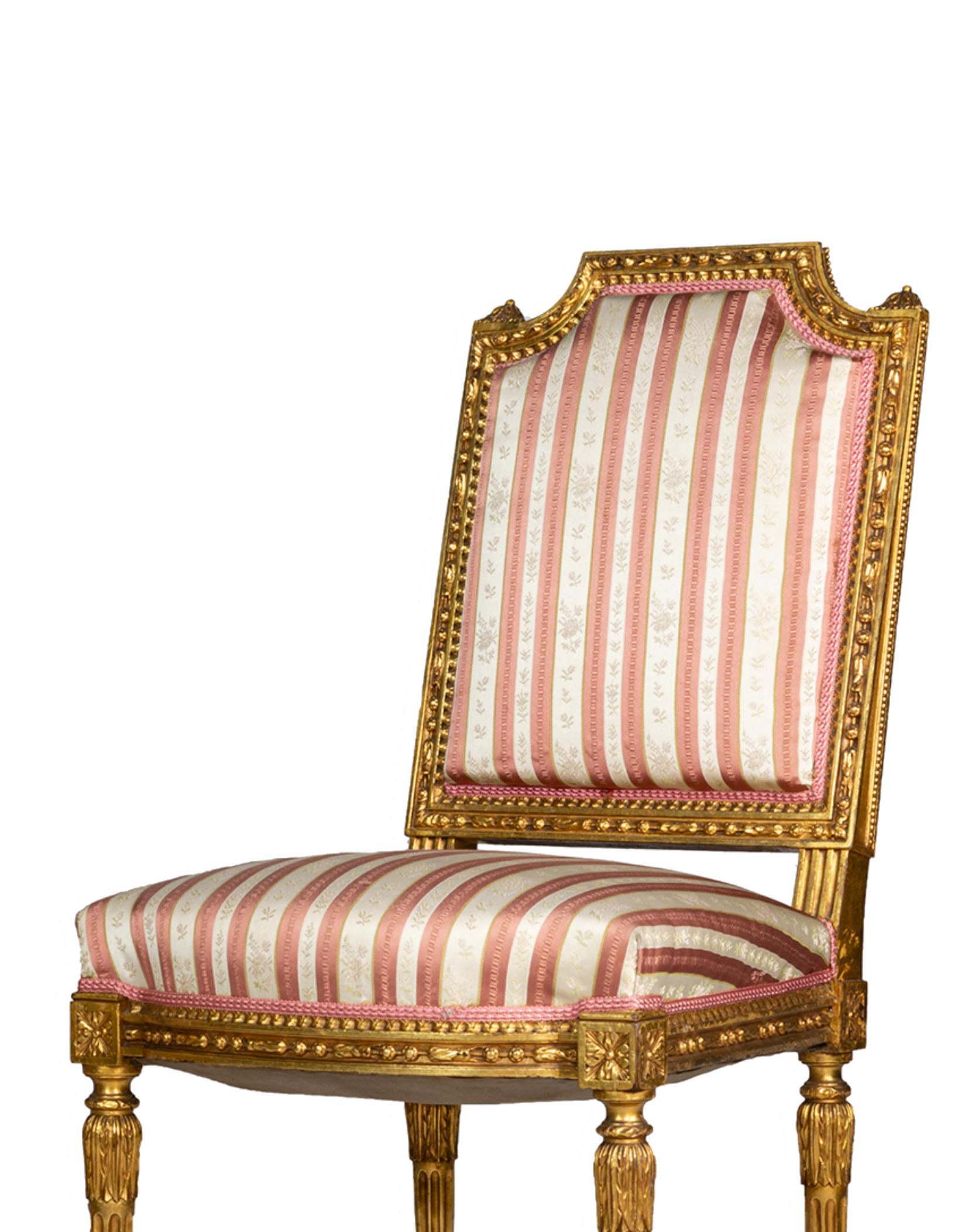 French Louis XVI Giltwood Chair, 20th Century For Sale at 1stDibs