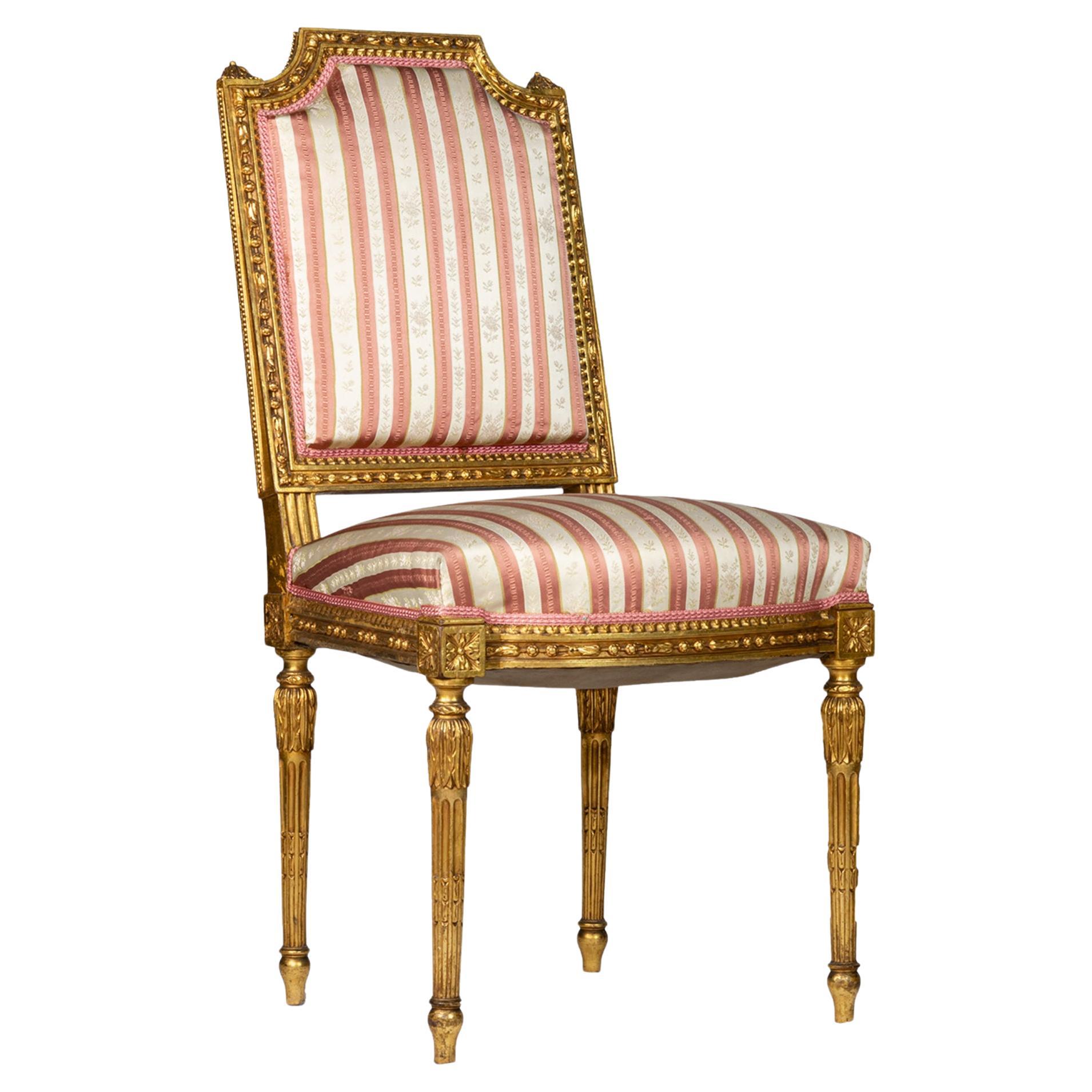 French Louis XVI Giltwood Chair, 20th Century For Sale at 1stDibs