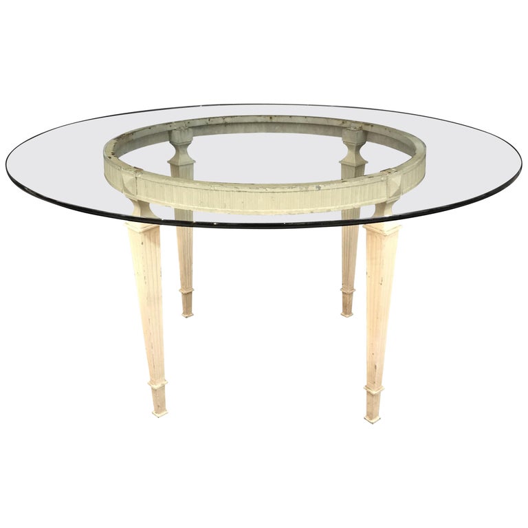 French Louis XVI Glass Top Round Indoor or Outdoor Table at 1stDibs