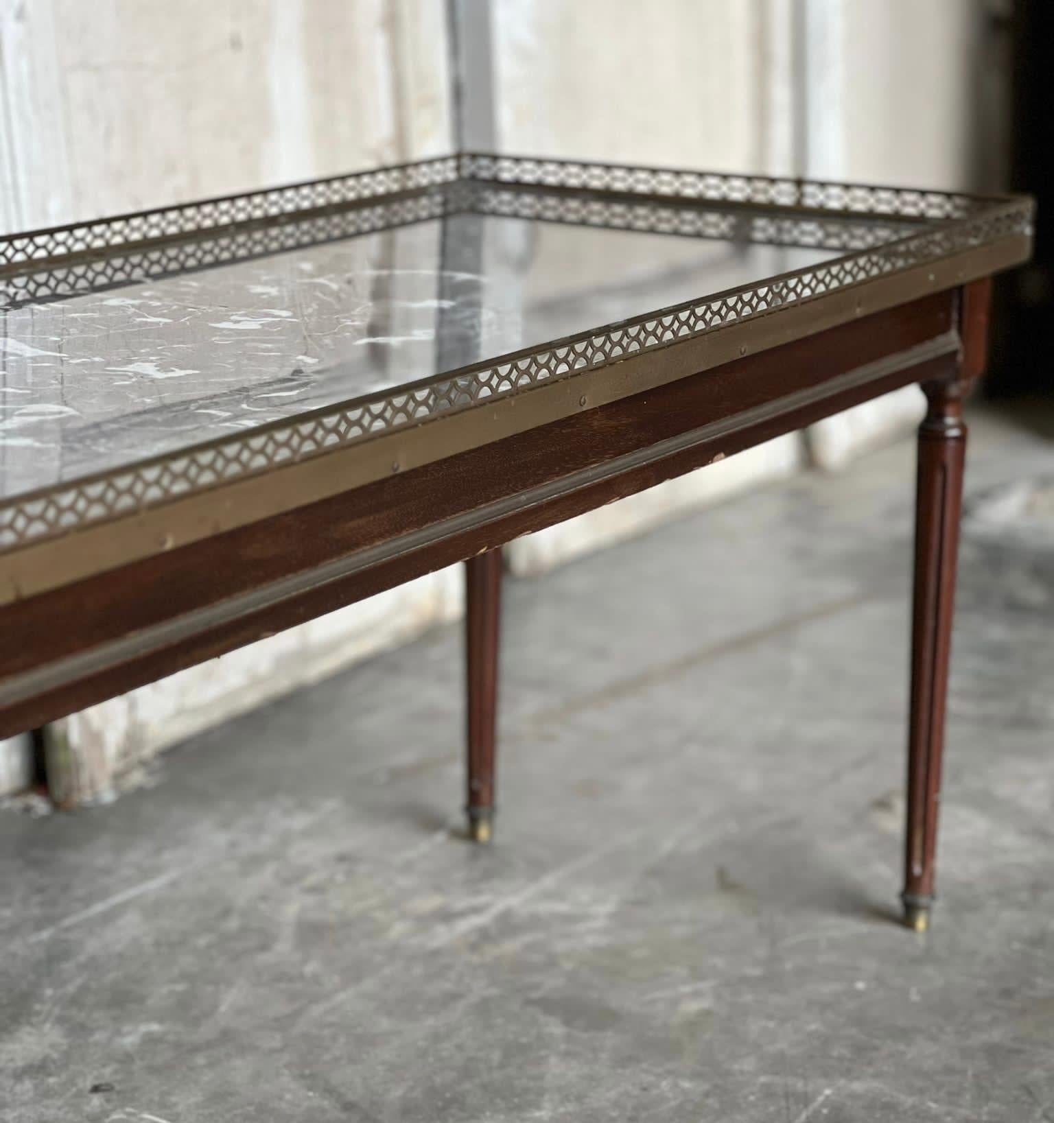 French Louis XVI Marble Top Coffee Table For Sale at 1stDibs