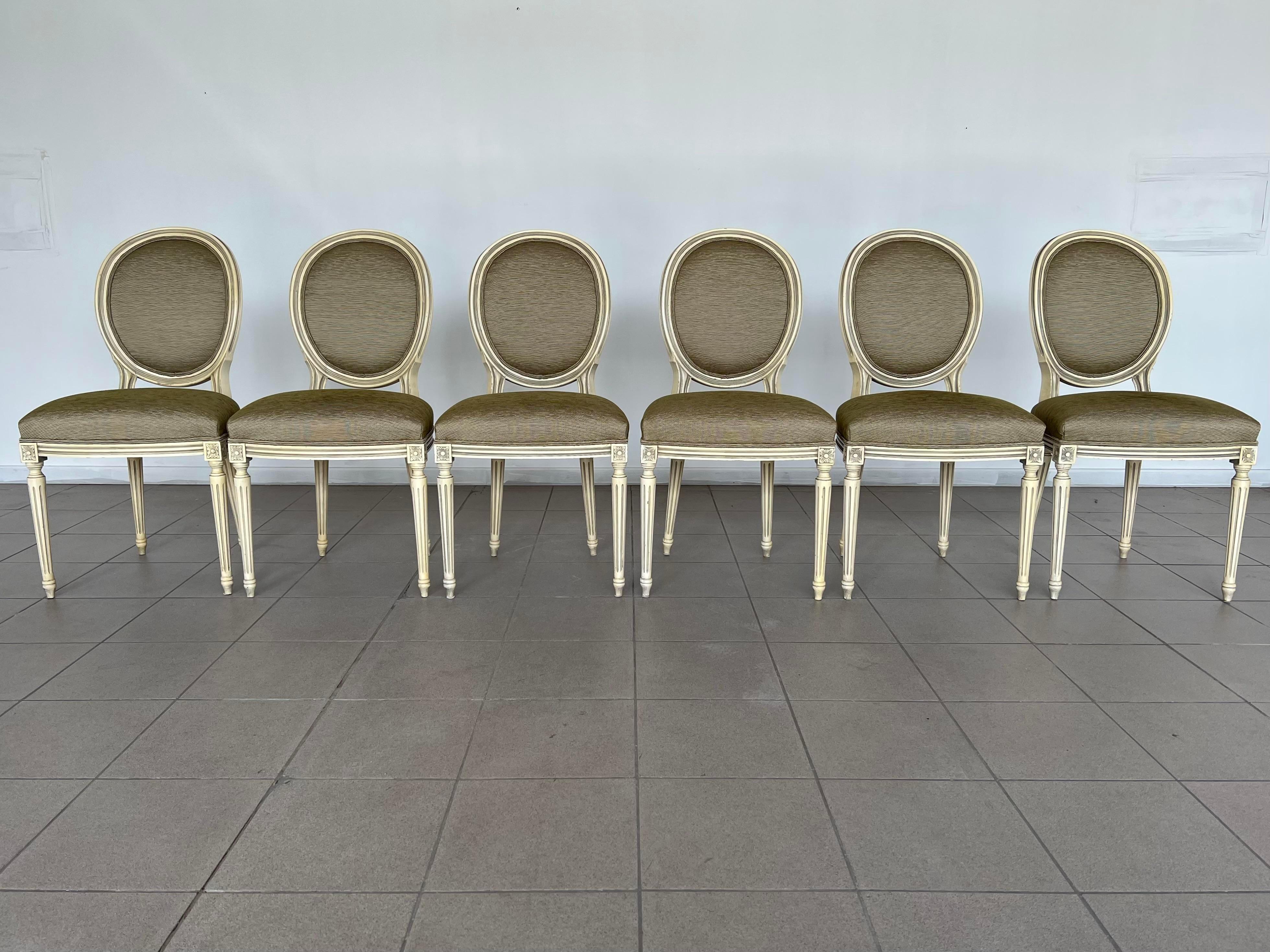 French Louis XVI Medallion Back Dining Chairs - Set of 6 For Sale at ...