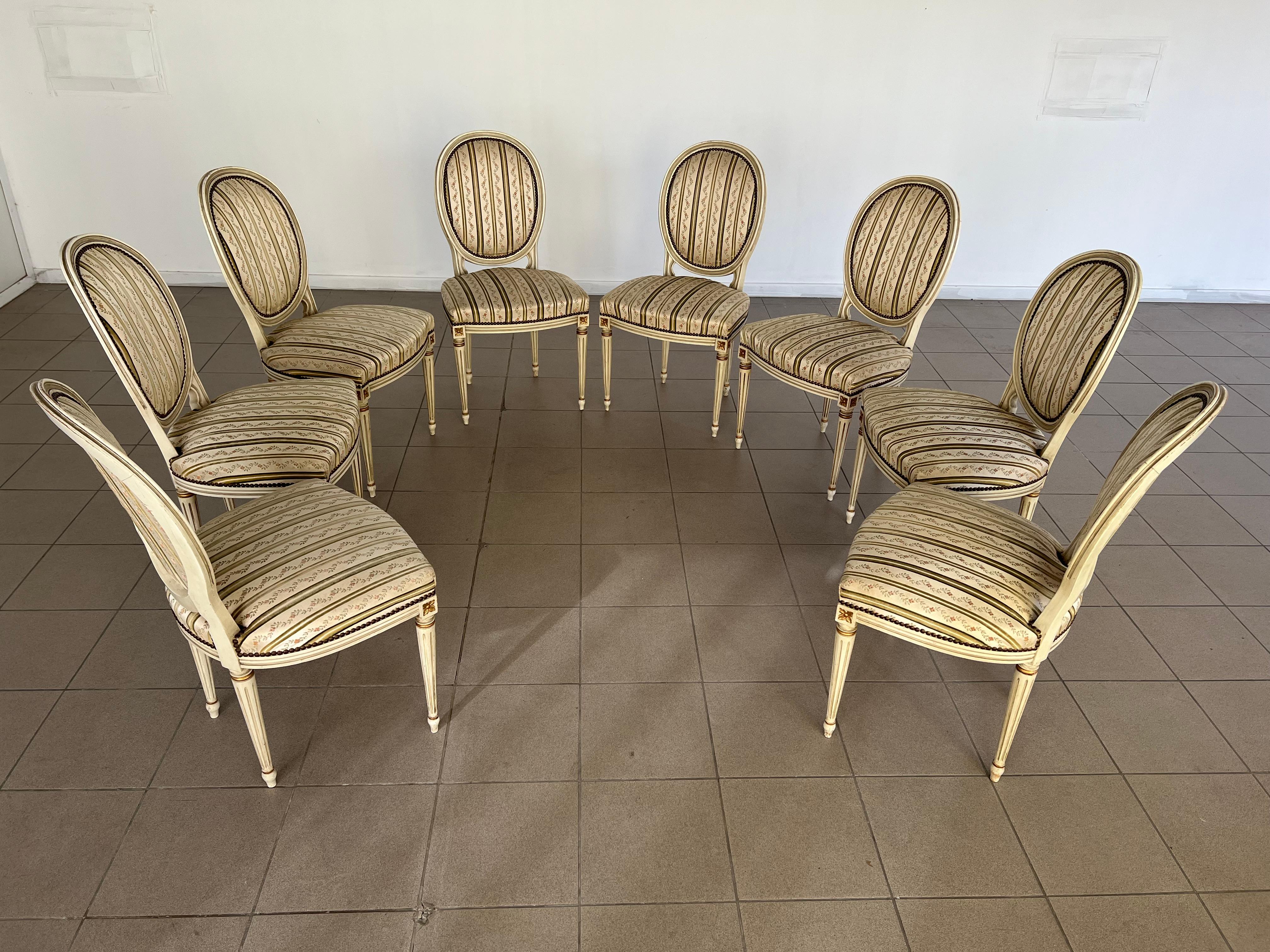 French Louis XVI Medallion Back Dining Chairs With Original Upholstery ...