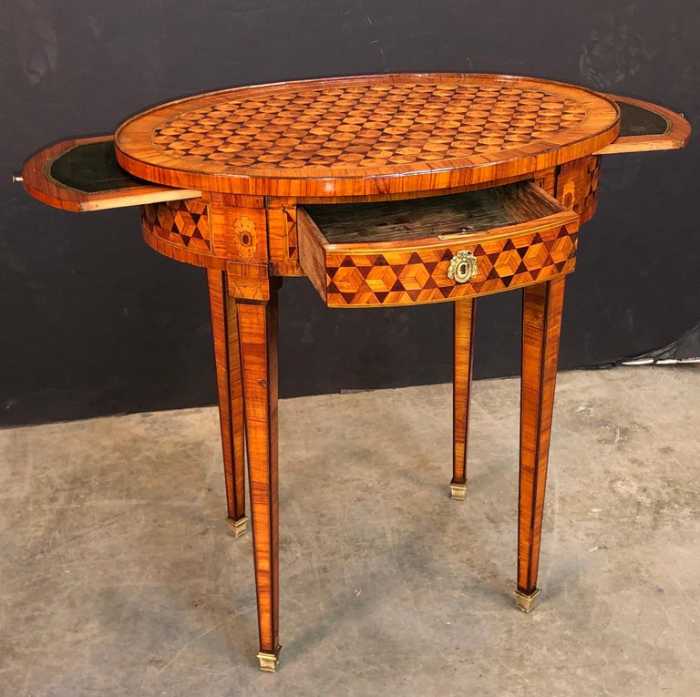 French Louis XVI Parquetry Oval Side Table For Sale at 1stDibs