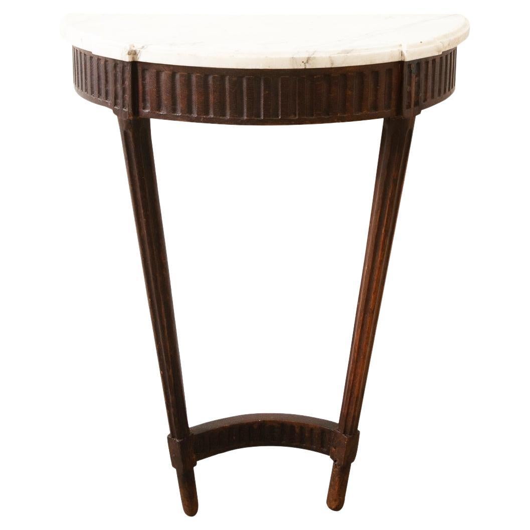 French Louis XVI Petite Oak Demilune Console For Sale at 1stDibs