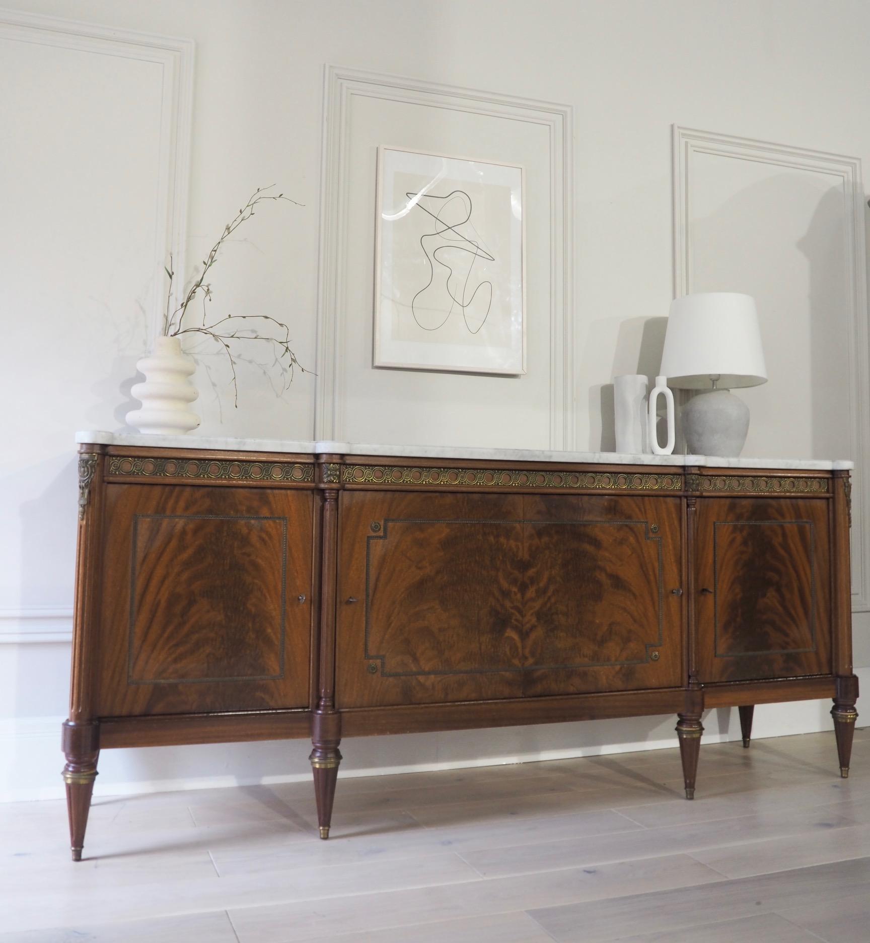 French Louis XVI Sideboard in Mahogany Marble Top Louis XVI at 1stDibs