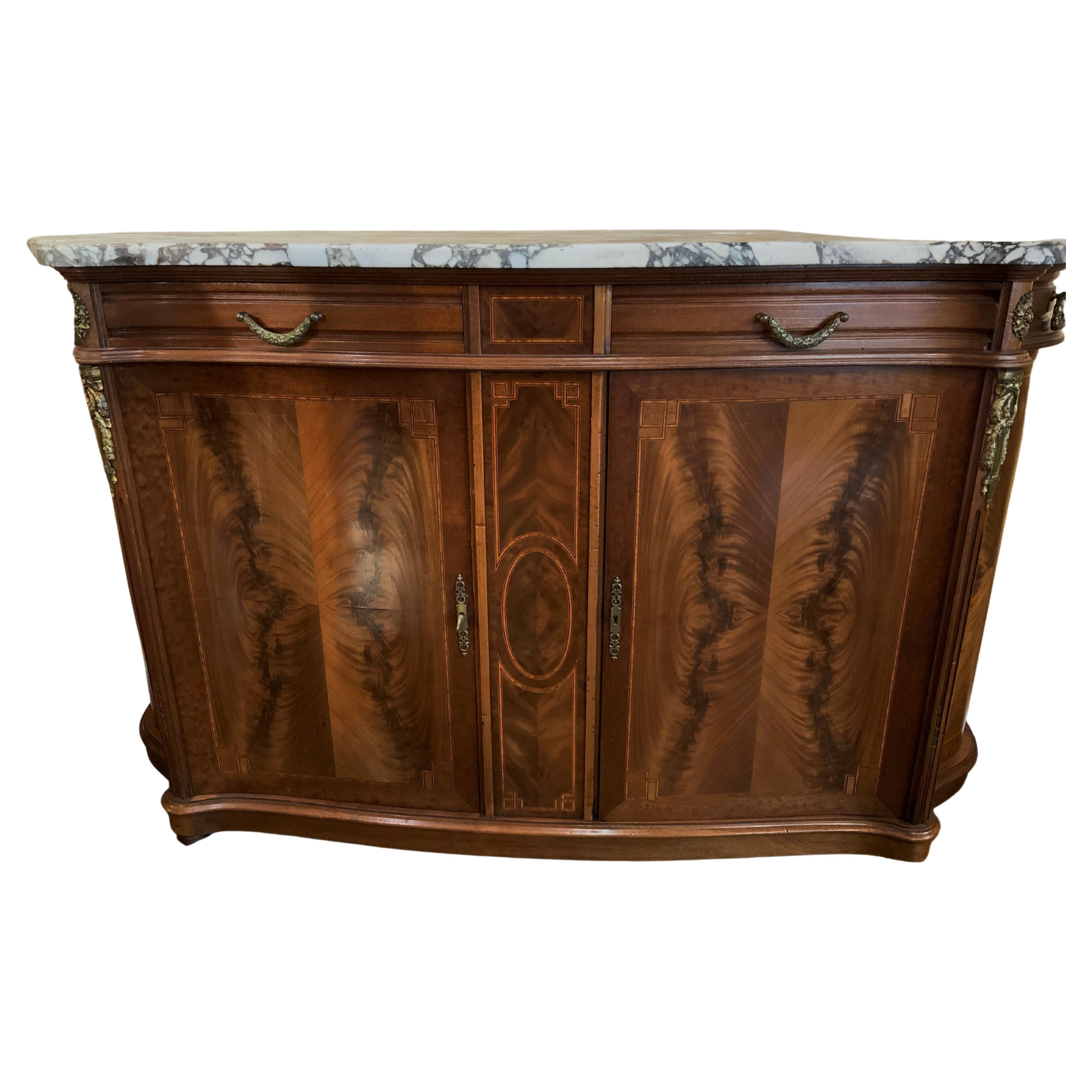 French Country Marble-Top Buffet/Sideboard, 19th Century, Walnut Hand ...