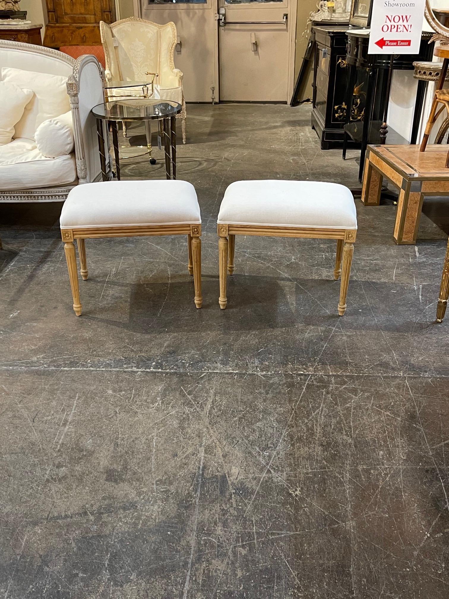 French Louis XVI Style Carved and Bleached Benches For Sale at 1stDibs