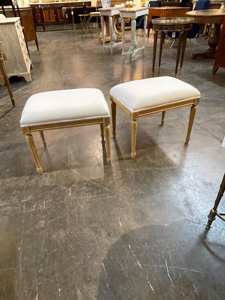 French Louis XVI Style Carved and Bleached Benches For Sale at 1stDibs