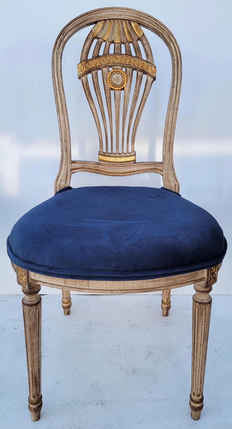 French Louis XVI Style Carved and Gilded Balloon Back Dining Chairs ...