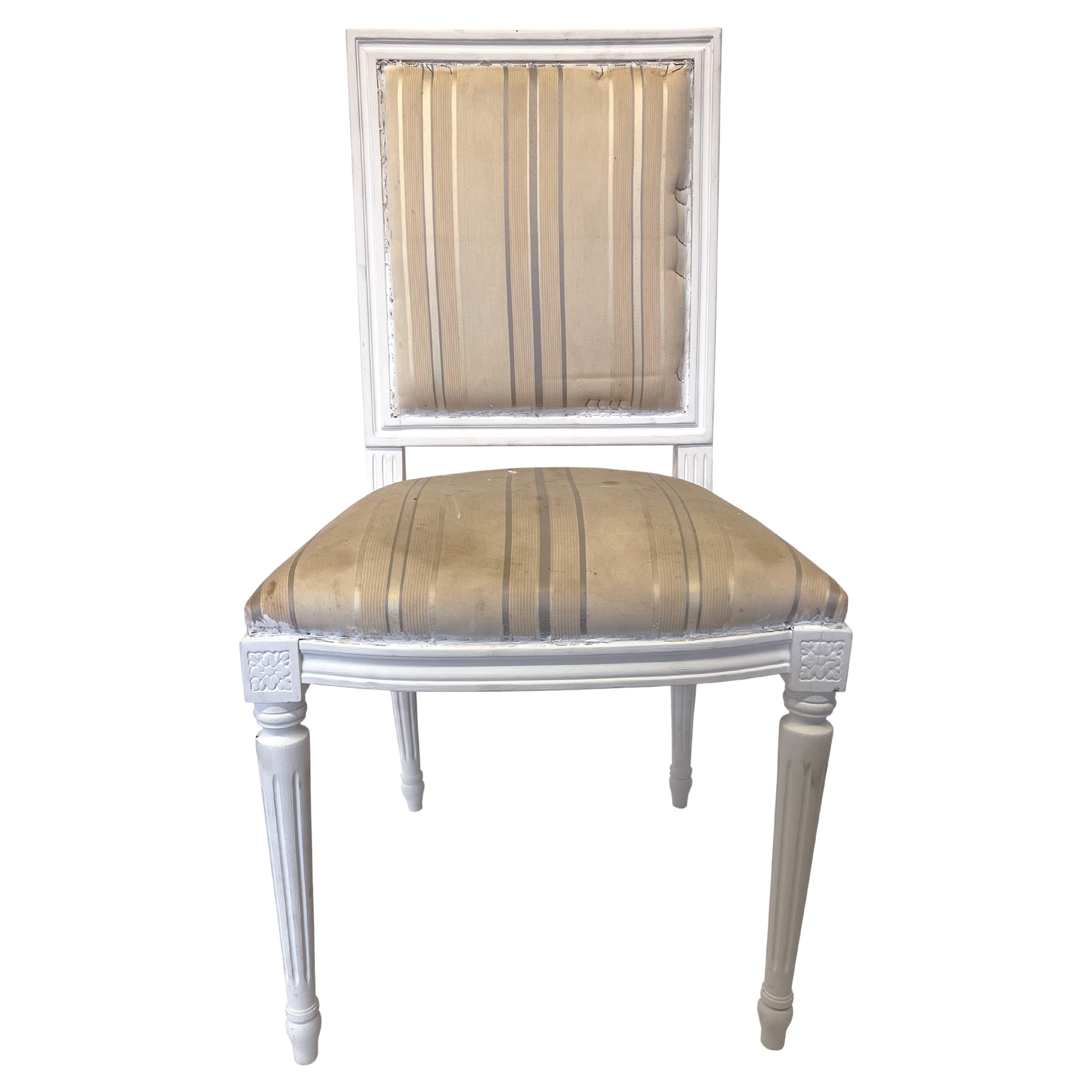 French Handmade, Louis XVI Style Chairs, Aged White/Gray Paint and ...