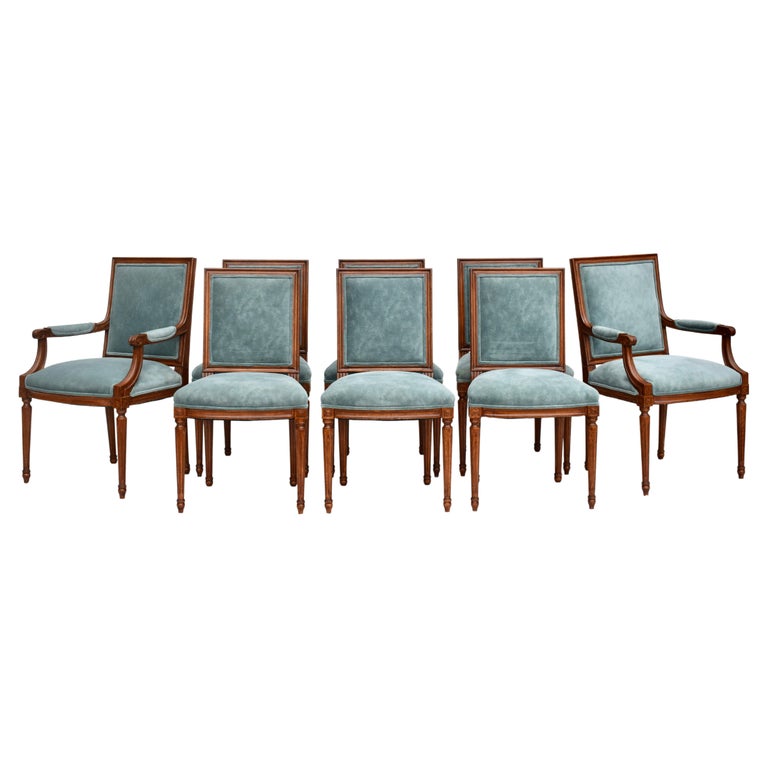 French Louis XVI Style Dining Chairs Set of 8 at 1stDibs