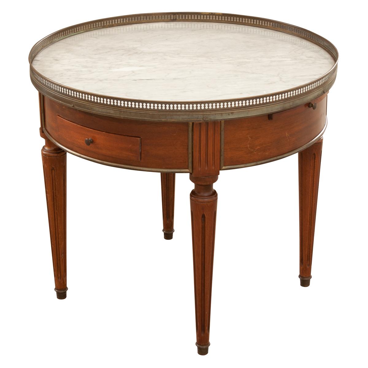 Louis XVI Style French Bronze Marble Top Oval Side Table at 1stDibs