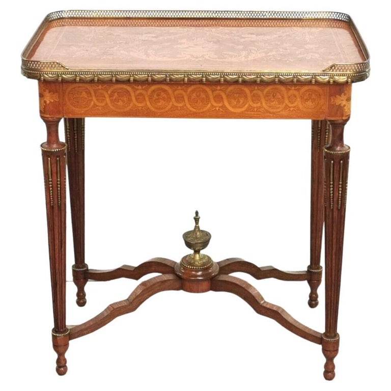 French Louis XVI Style Kingwood and Marquetry Inlaid Side Table For ...