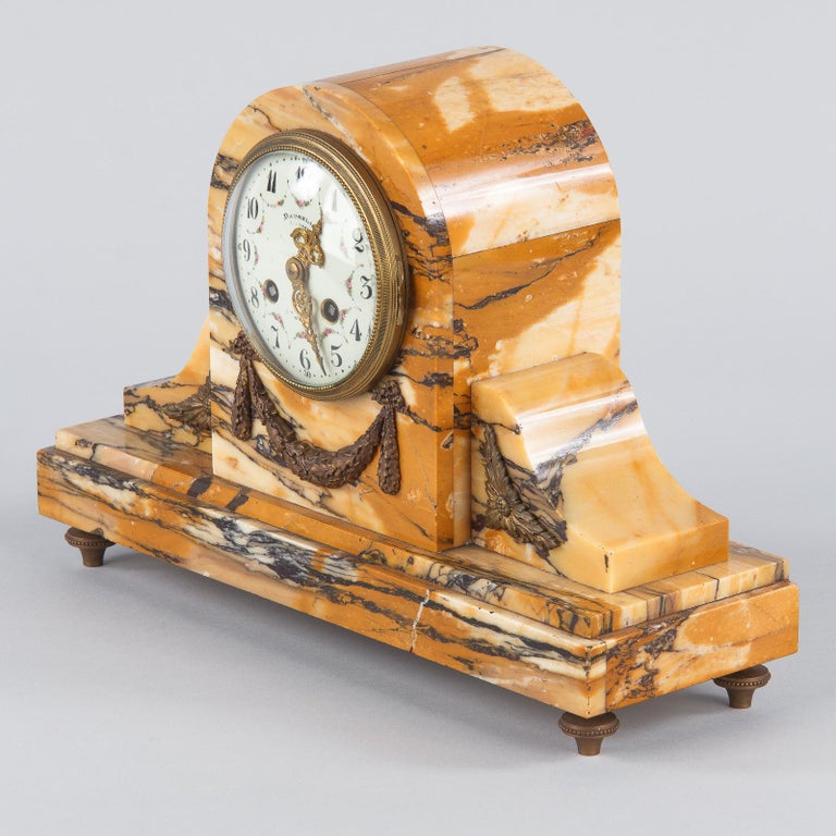 French Louis XVI Style Marble Mantel Clock, Early 1900s at 1stDibs