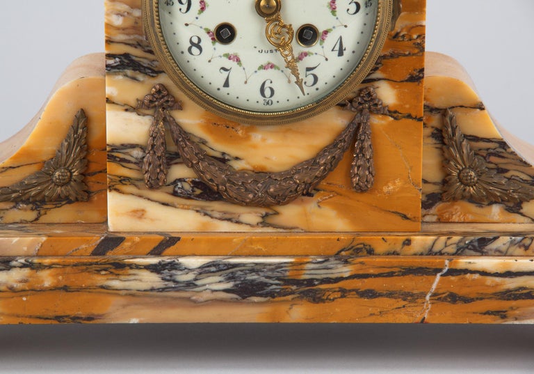 French Louis XVI Style Marble Mantel Clock, Early 1900s at 1stDibs