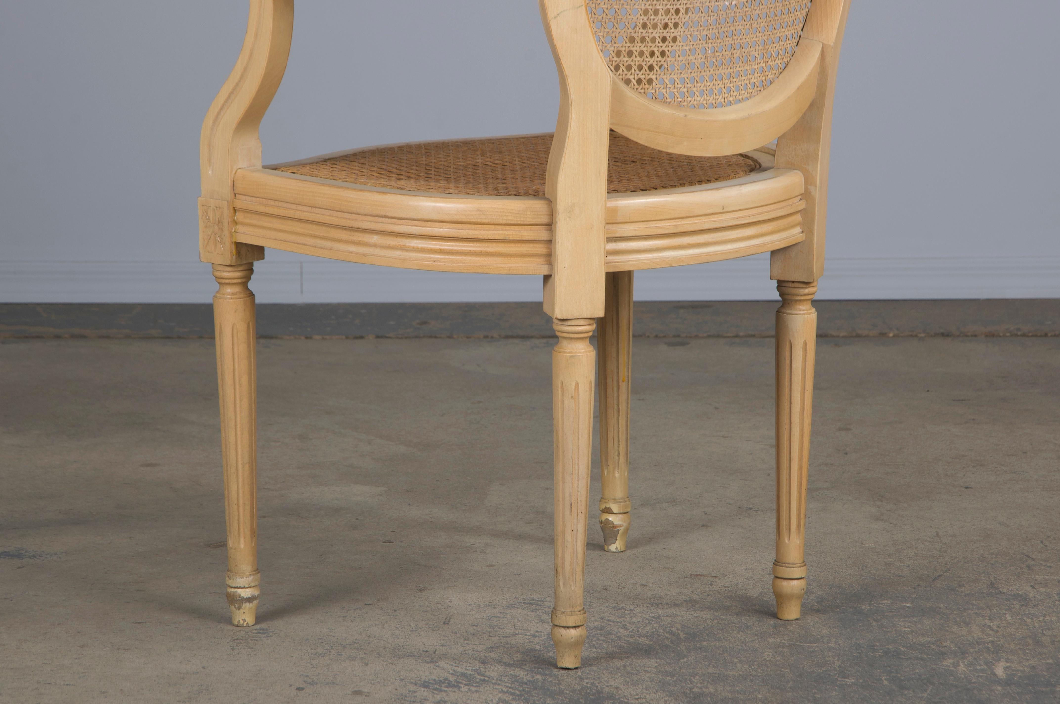 French Louis XVI Style Painted Cane Dining Armchairs - Set of 10 at 1stDibs