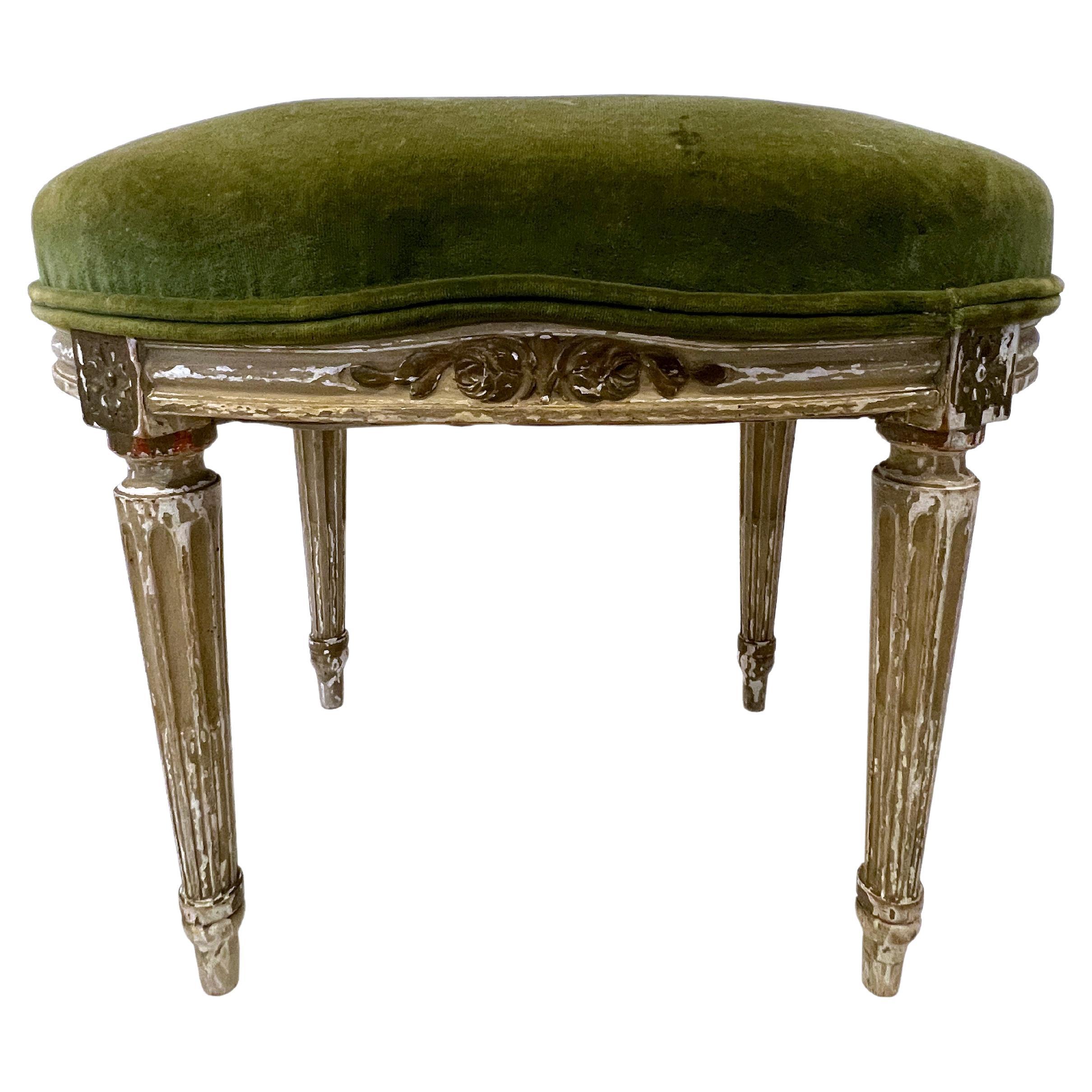 Pair of French Louis XVI Style Painted Foot Stools For Sale at 1stDibs