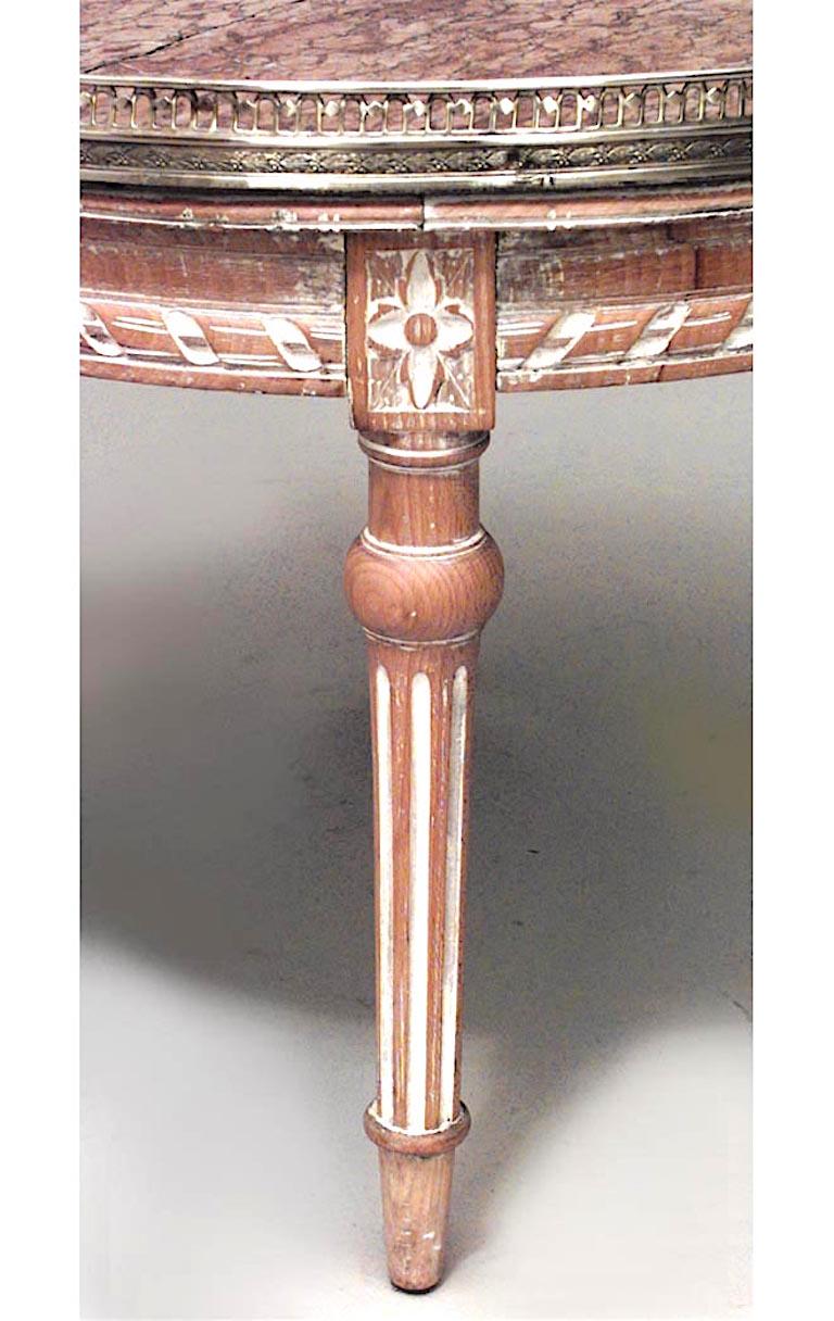 French Louis XVI Style Bleached Wood and Marble Coffee Table For Sale ...