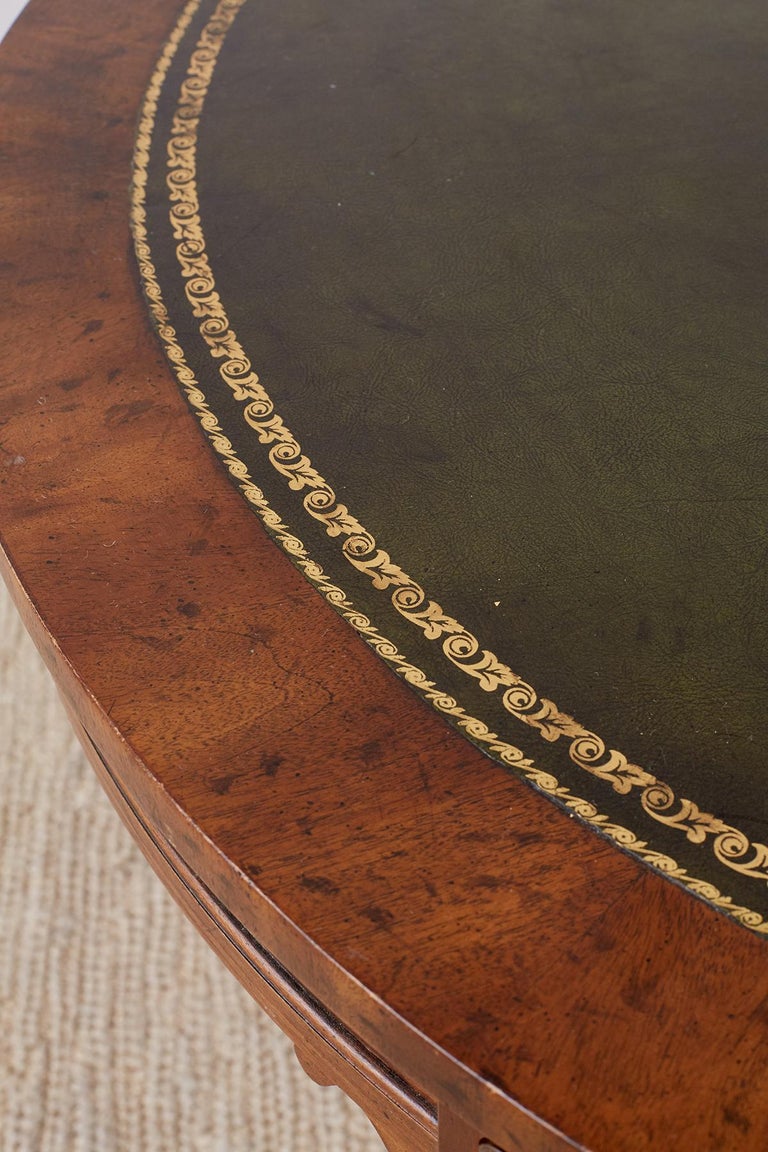French Louis XVI Style Round Leather Top Game Table at 1stDibs