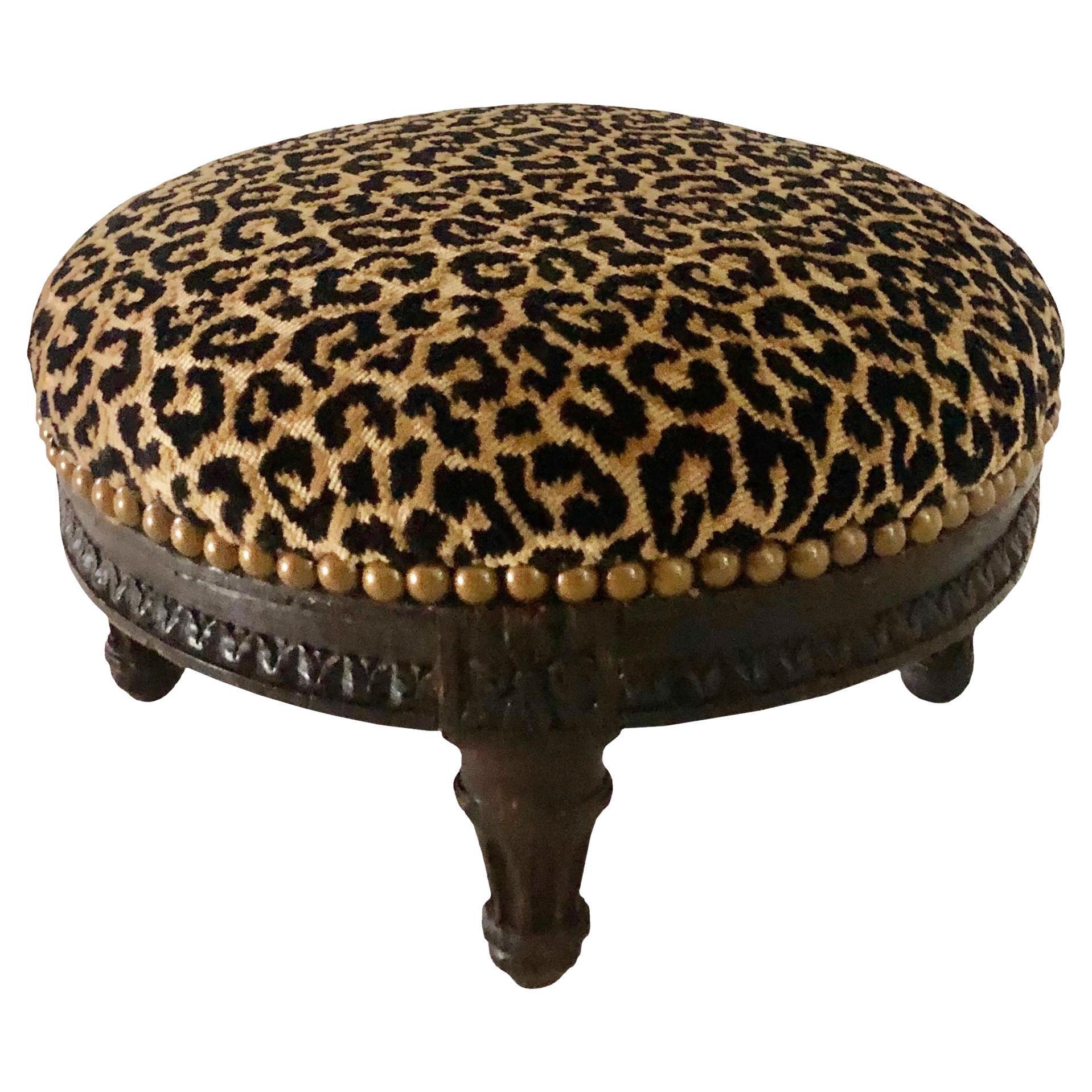 French Louis XVI Directoire Style Round Neoclassical Upholstered Vanity ...