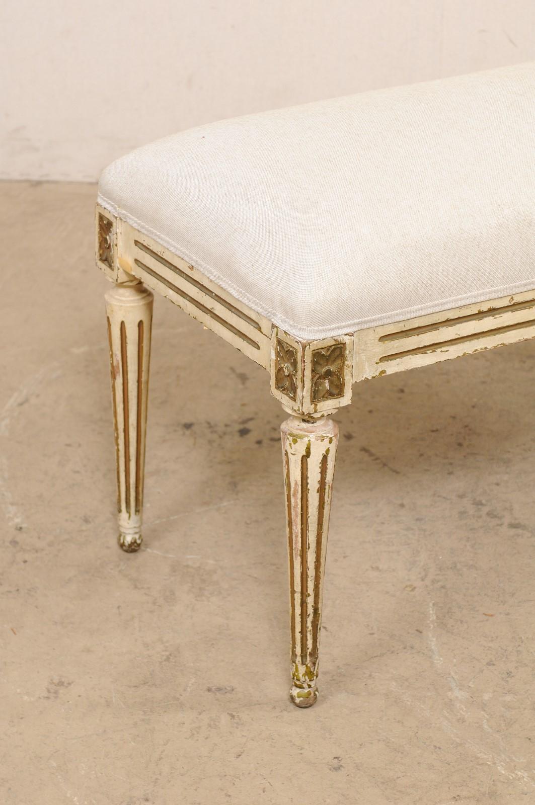 French Louis XVI Style Upholstered Seat Bench, 19th C For Sale at 1stDibs