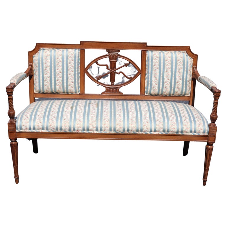 French Louis XVI Style Walnut Arrow Back Settee Circa 1950s For Sale at ...