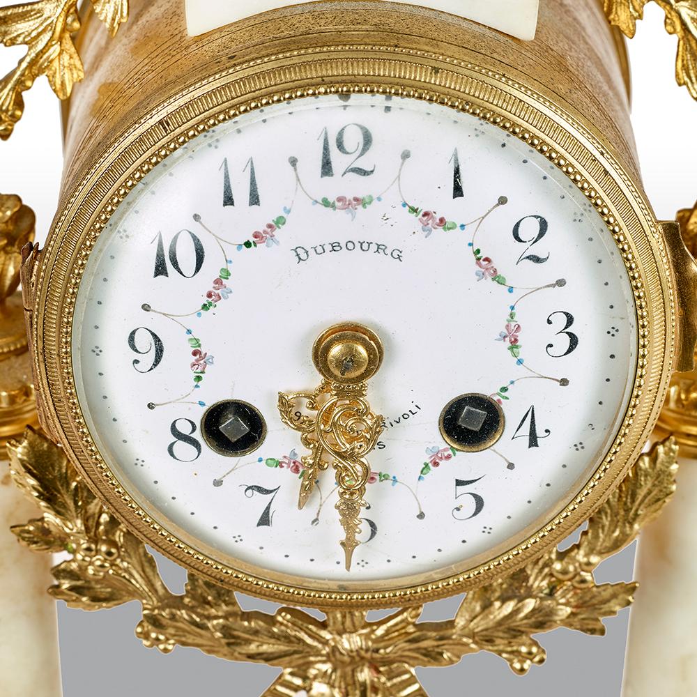 French Louis XVI Style White Marble and Gilt Metal Mounted Clock Set at ...