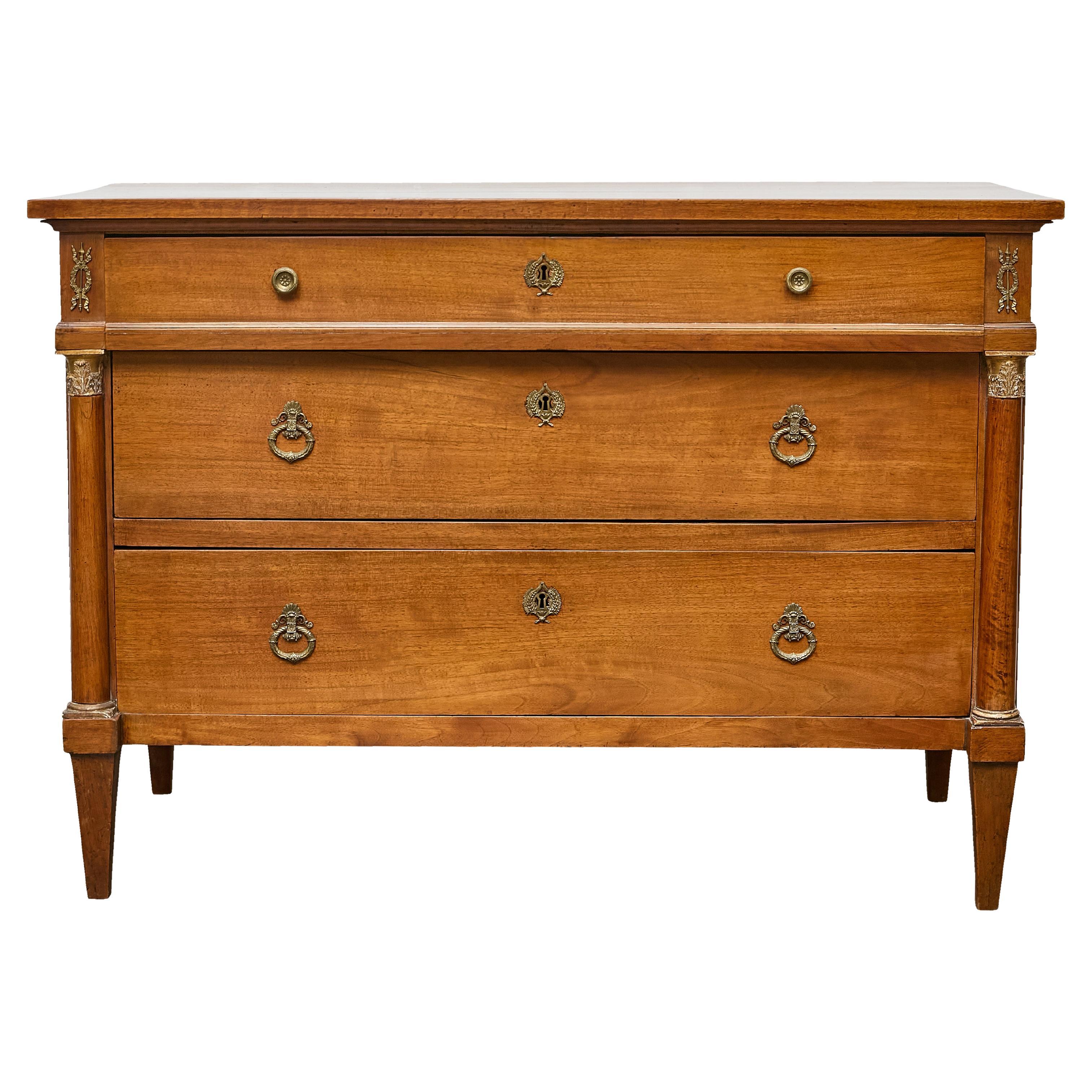 French Louis XVI Period 1790s Walnut Three Drawer Commode with Fluted ...