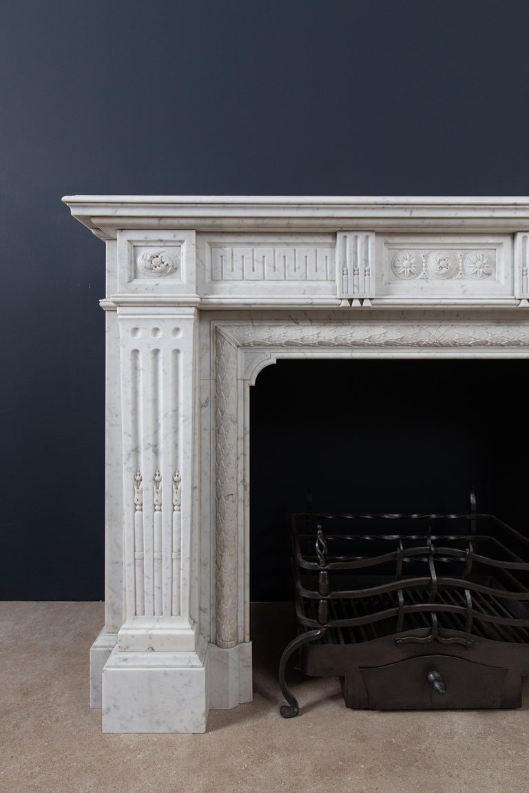 French Louise XV Style Carrara Marble Antique Circulation Fireplace For ...