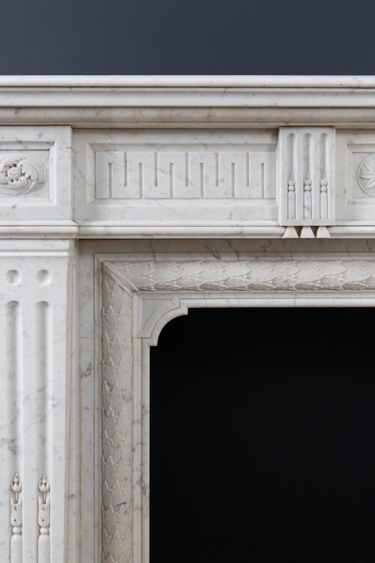 French Louise XV Style Carrara Marble Antique Circulation Fireplace For ...