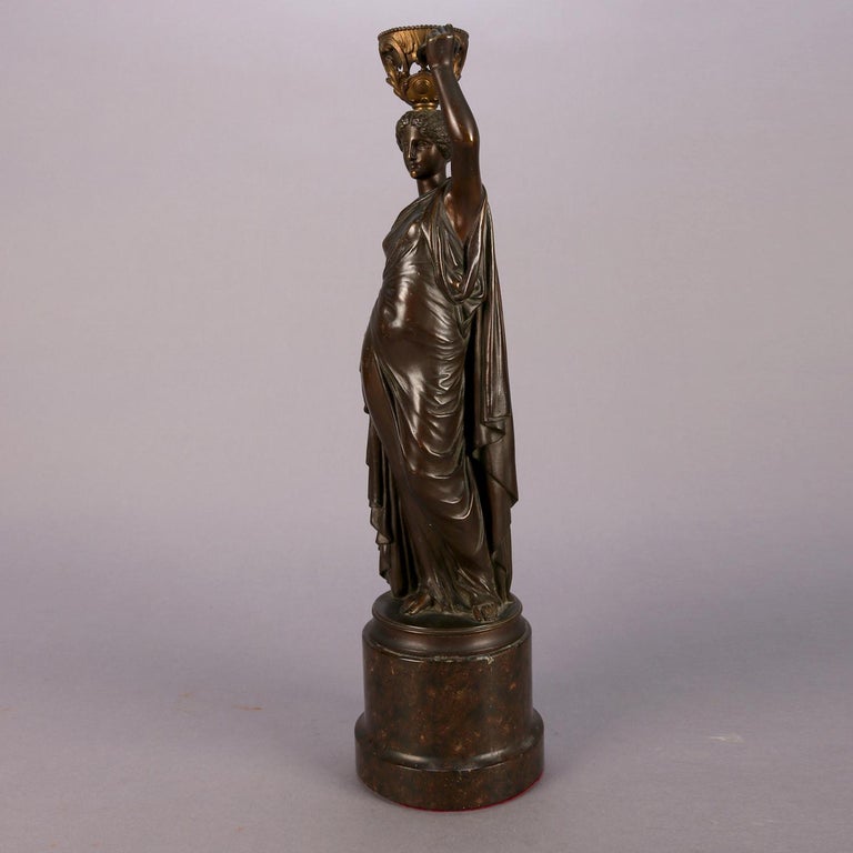 French L.V. Elias Robert Figural Bronze Portrait Sculpture of Canephore ...