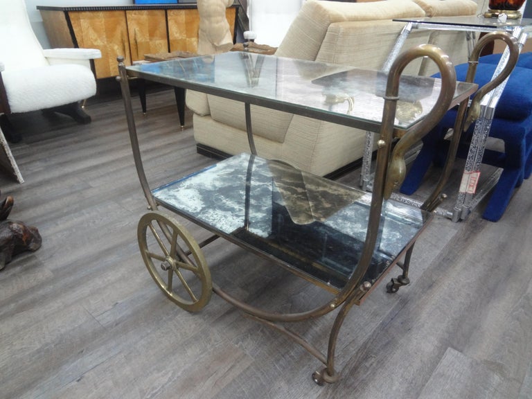 French Maison Jansen Attributed Neoclassical Style Bronze Bar Cart For ...