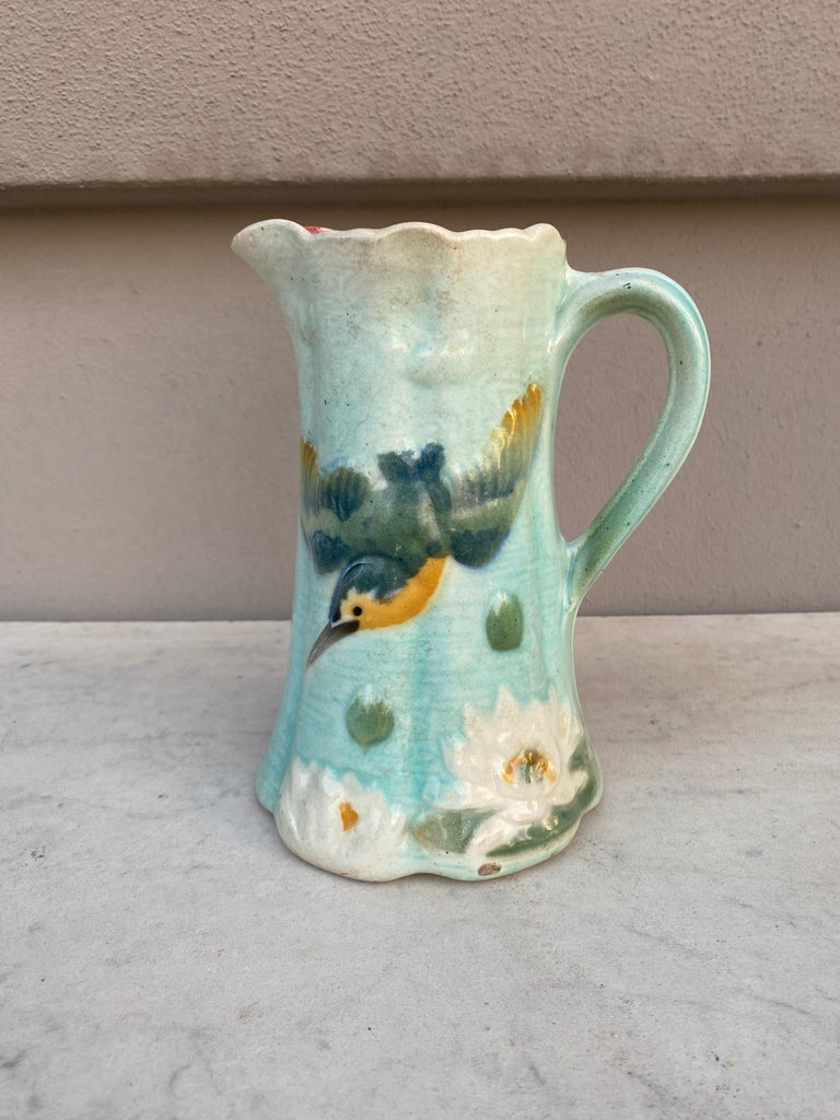 French Majolica Bird Pitcher Saint Clément, circa 1900 For Sale at 1stDibs